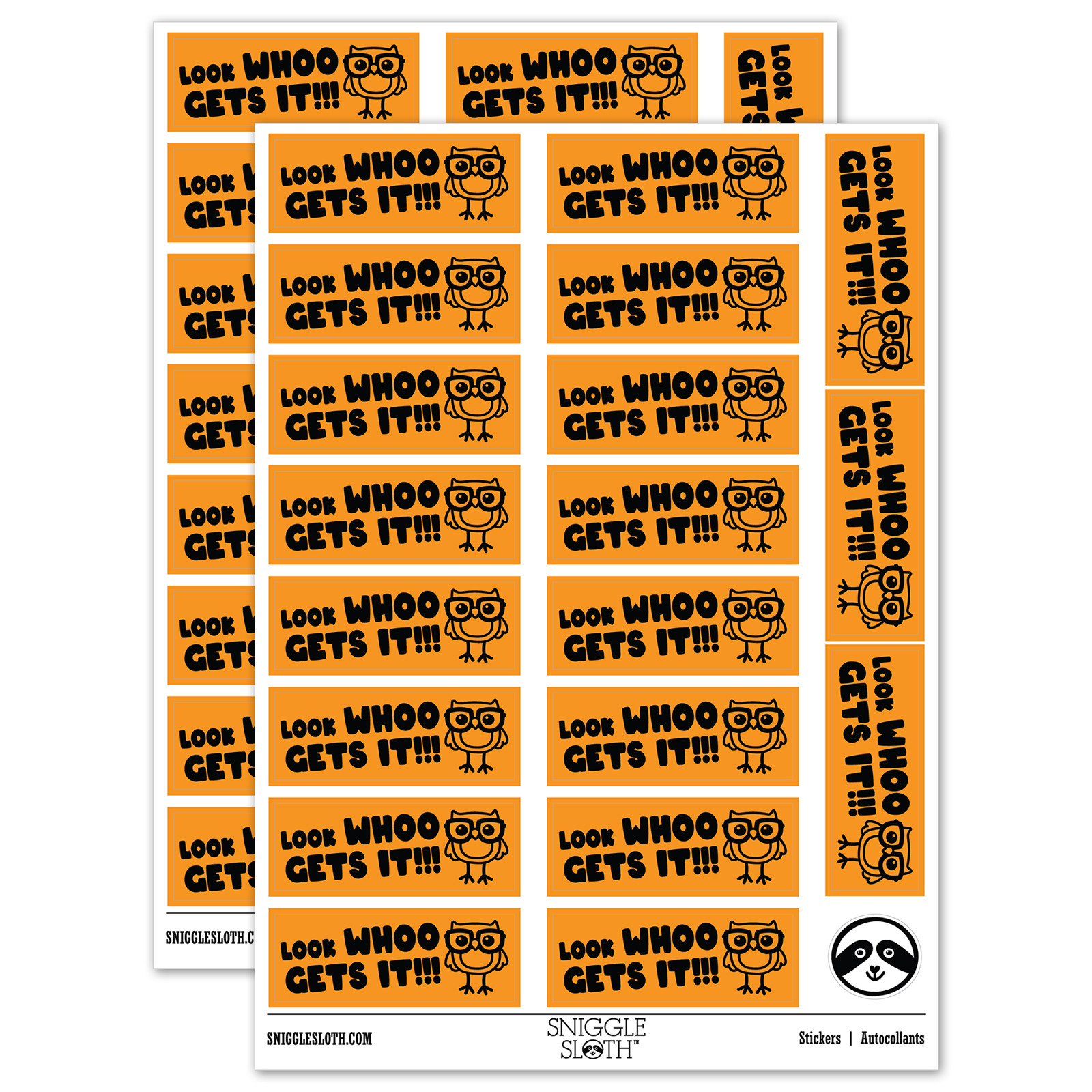 Look Whoo Gets it Who Owl Teacher Student School Sticker Set - Orange ...