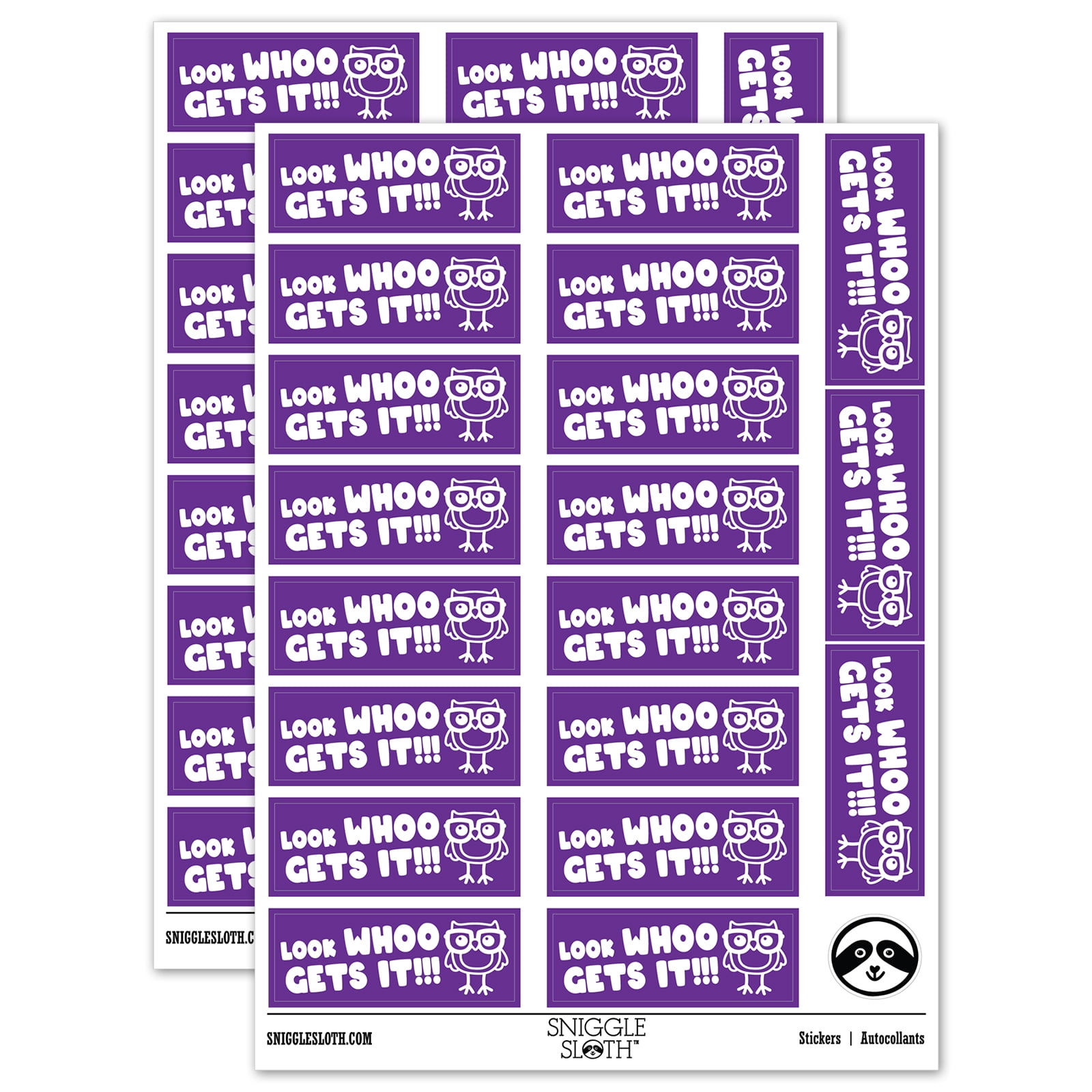 Look Whoo Gets it Who Owl Teacher Student School Sticker Set - Purple ...