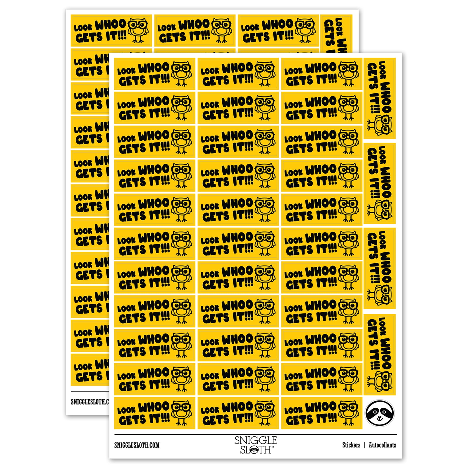 Look Whoo Gets it Who Owl Teacher Student School Sticker Set - Yellow ...