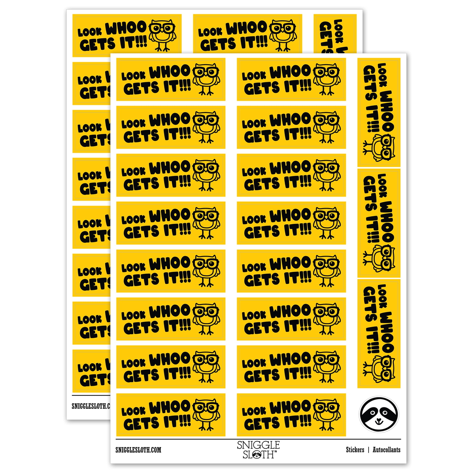 Look Whoo Gets it Who Owl Teacher Student School Sticker Set - Yellow ...