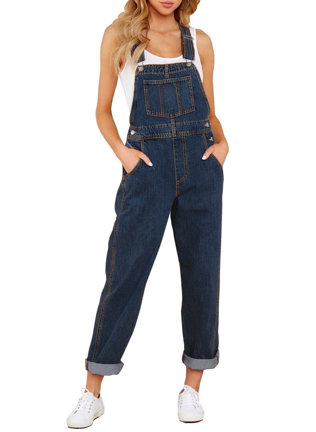 LookbookStore Blue Jean Rompers for Women Classic Adjustable Straps ...
