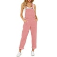 LookbookStore Pink Denim Bib Overalls Stretch Jean Jumpsuits for Women ...