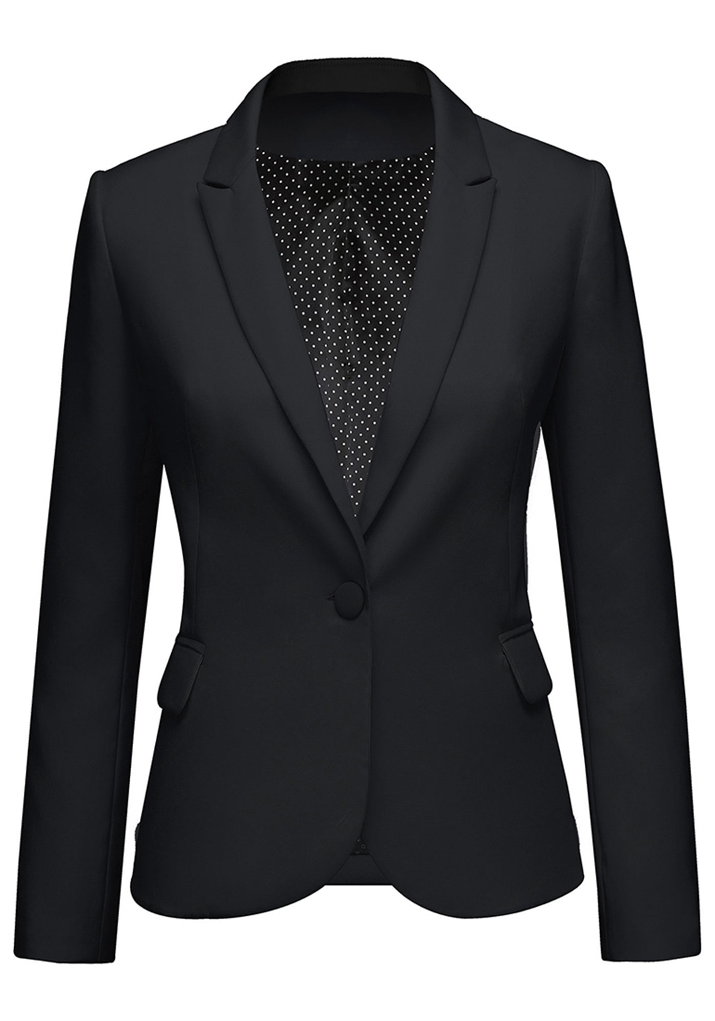 LookbookStore Women's Black Blazer for Work Notch Lapel Button Down ...