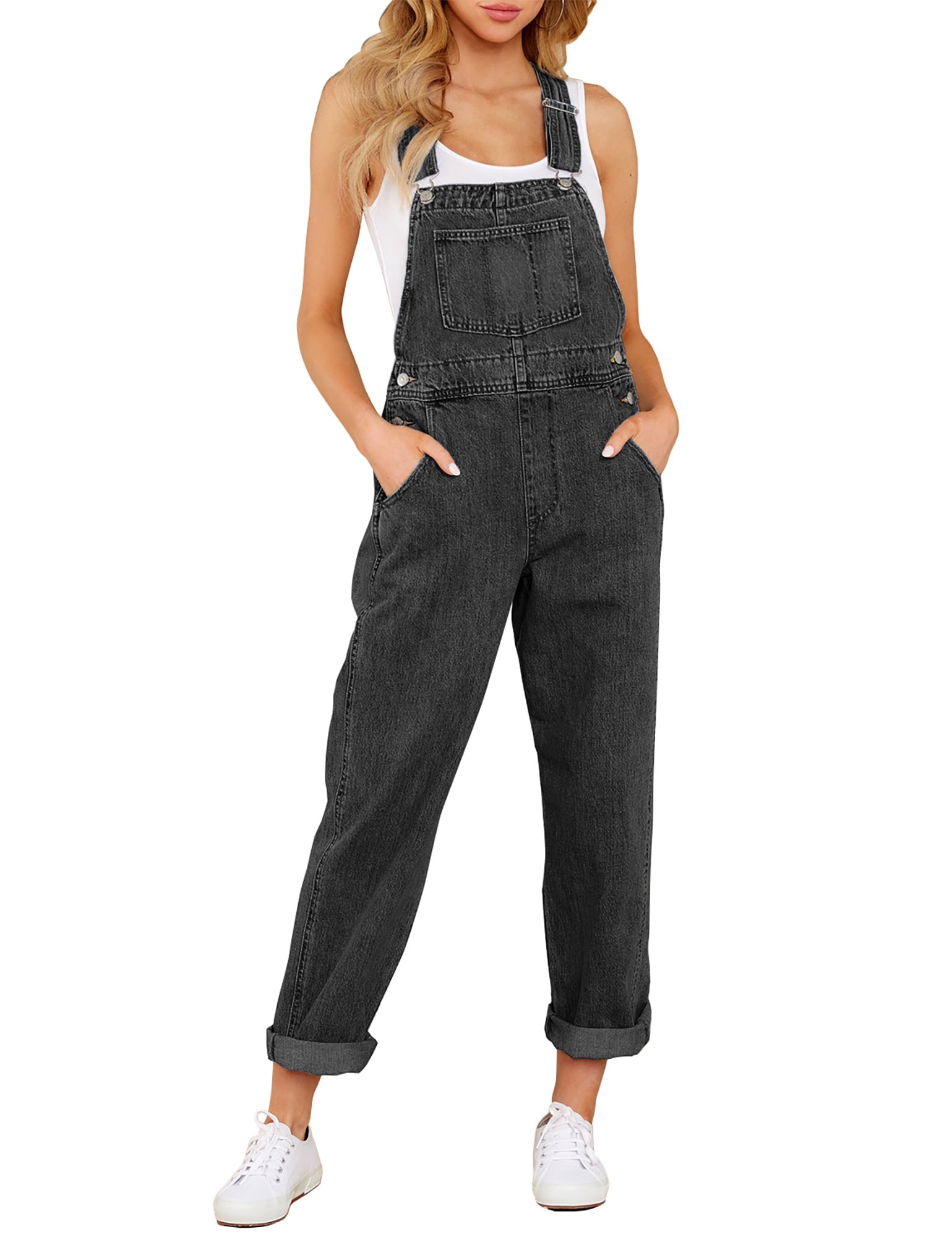LookbookStore Women's Stretch Denim Overalls, Casual Loose Fit, Size M ...