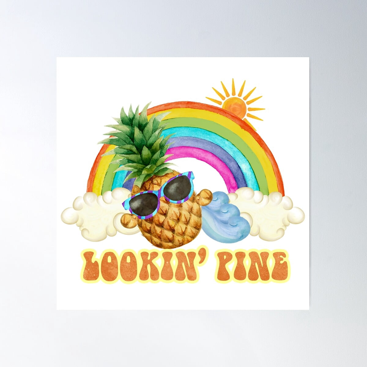 Lookin Pine - Pineapple Food Pun Poster Wall Art, Modern Wall Decor For ...
