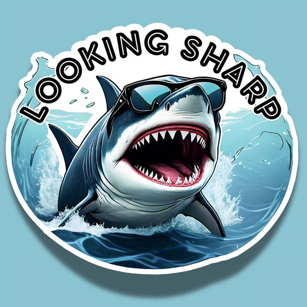 Looking Sharp Shark Summer 3" Matte Vinyl Sticker Phone Decal Water ...