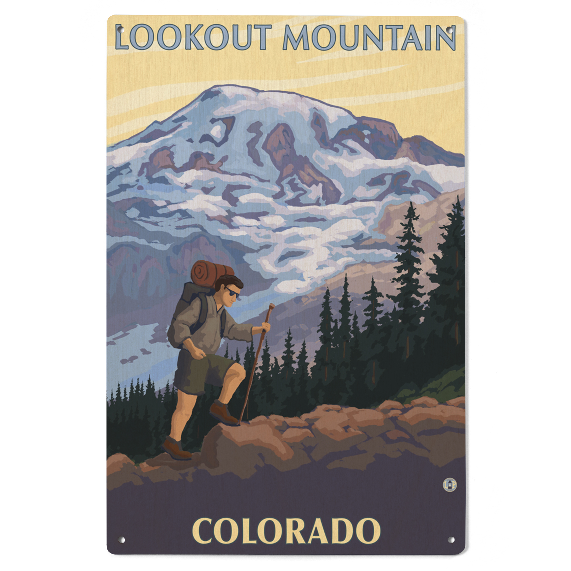 Lookout Mountain, Colorado, Mountain Hiker Birch Wood Wall Sign (6x9 ...