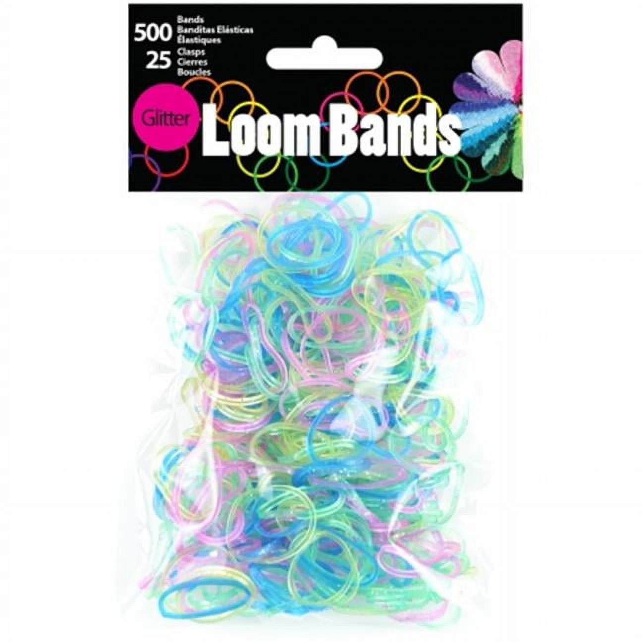 Loom Bands 500/Pkg W/25 Clasps-Glitter, Pk 3, Midwest Design - Walmart.com