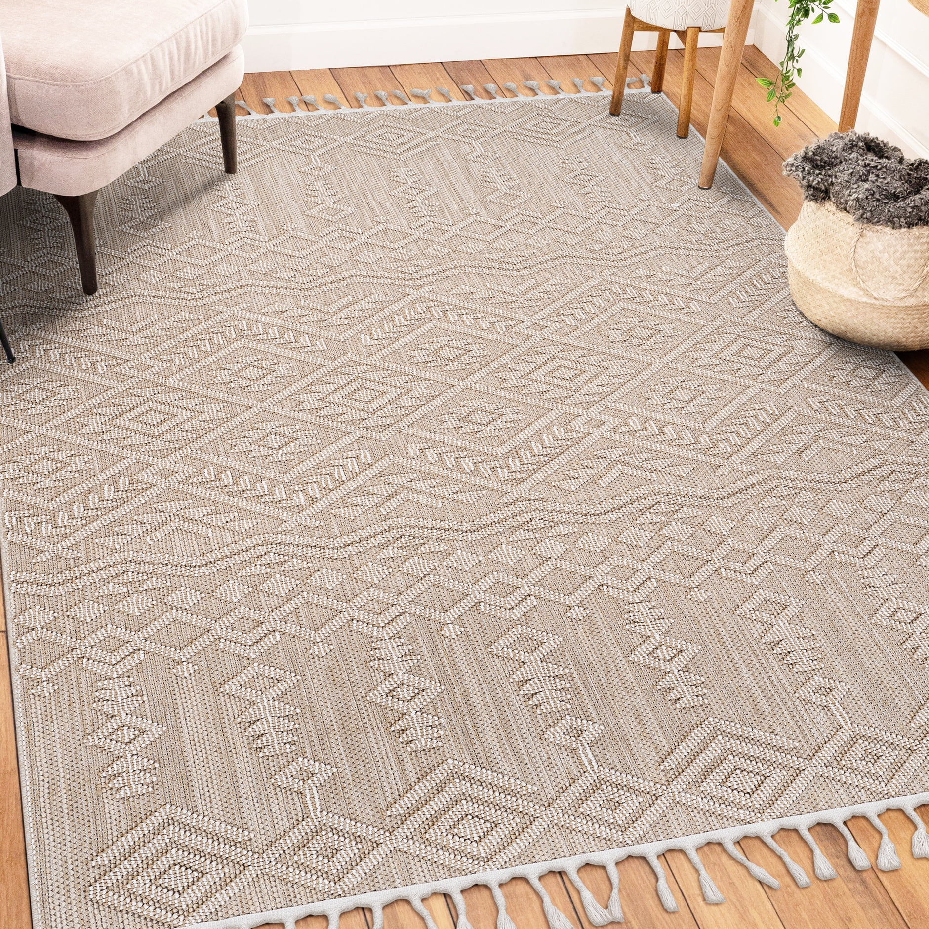 Loom & Collection 8x10 Area Rug, Natural/traditional, Stain , Non ...