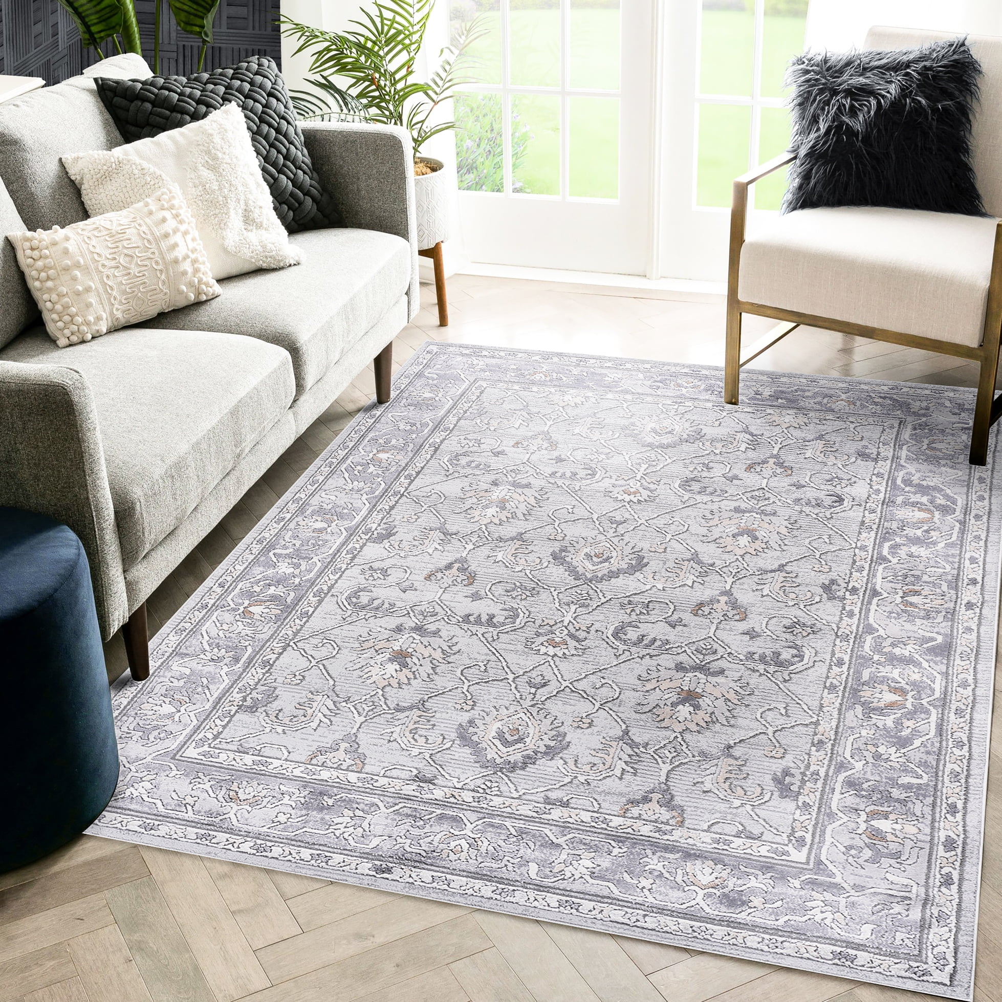 Loom & Collection Area Rug 8x10, /grey/ Color, Non-shedding, Stain ...