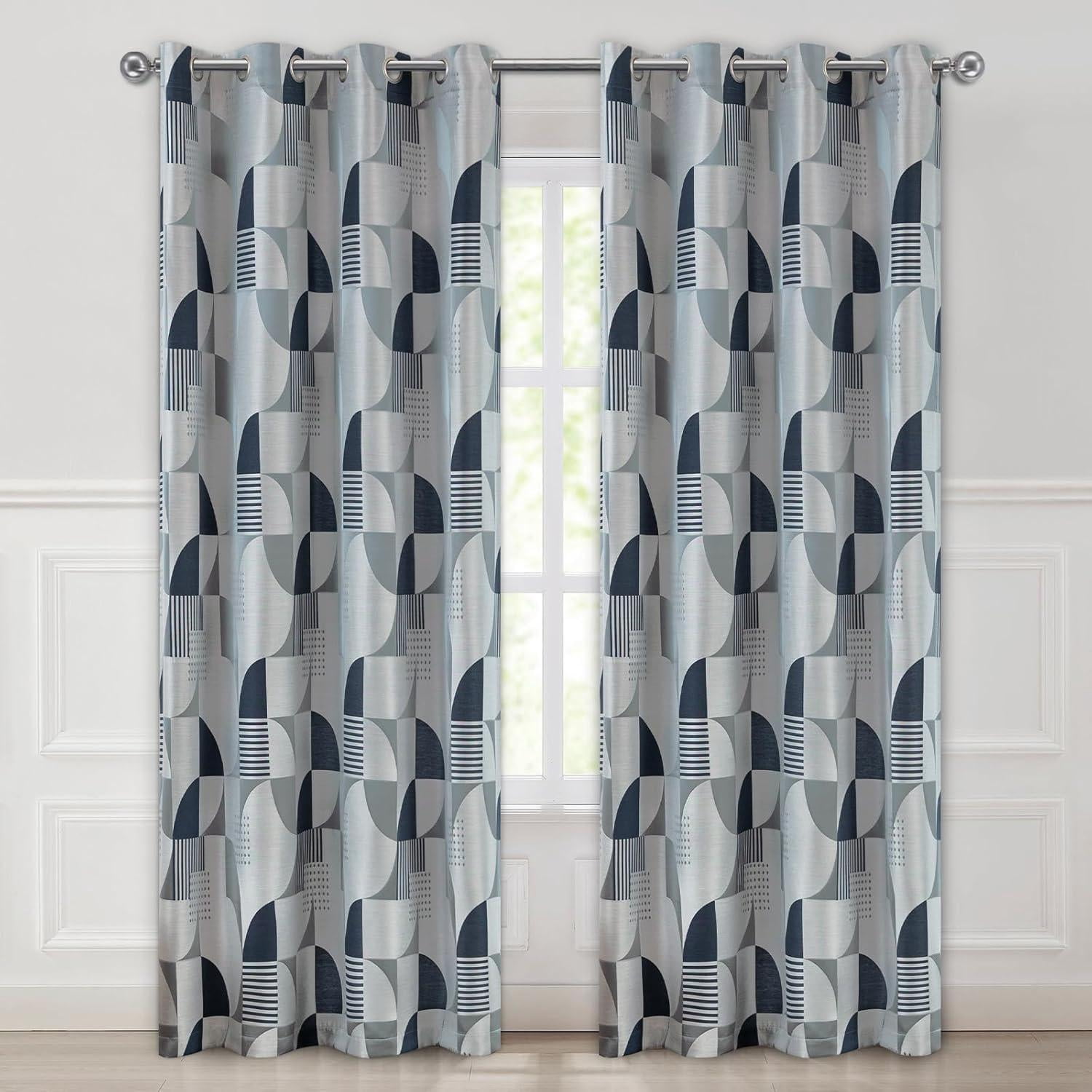 Loom and Mill Modern Jacquard Window Curtains 2 Panel Sets, Geometric ...