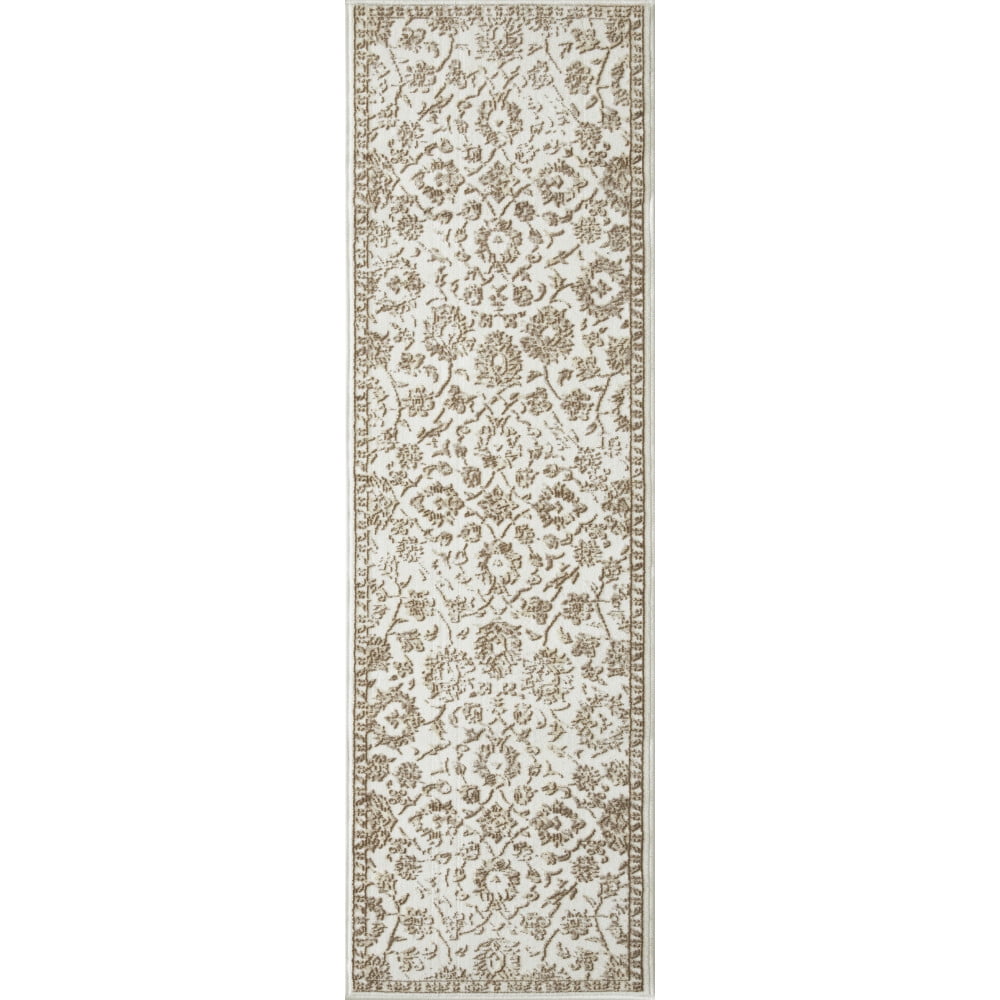 Loomaknoti Aysal Alazah 2' x 7' Beige Floral Indoor Runner Rug ...