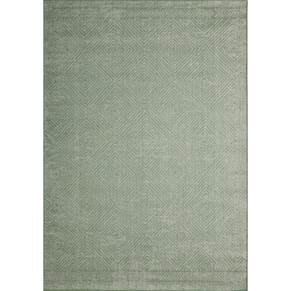Loomaknoti 9 x 12 Cream/Green Geometric Outdoor Area Rug - Walmart.com