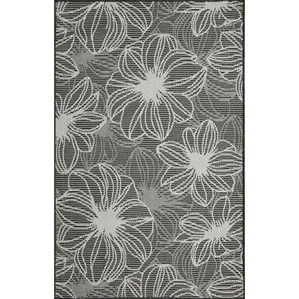 Loomaknoti Breyleigh Cerimia 3' x 5' Gray/Cream Floral Indoor/Outdoor Accent Rug - Walmart.com