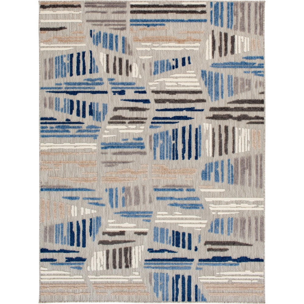 Loomaknoti Fortune Elamae 6' x 9' Gray Geometric Indoor/Outdoor Area Rug - Walmart.com