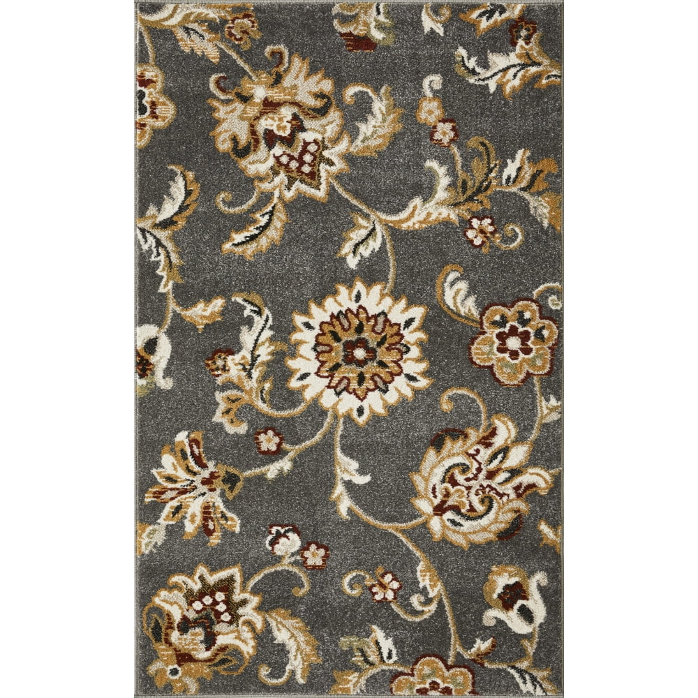 Loomaknoti Ohanzah Ostorn 3 x 5 Gray Floral Rug - Walmart.com