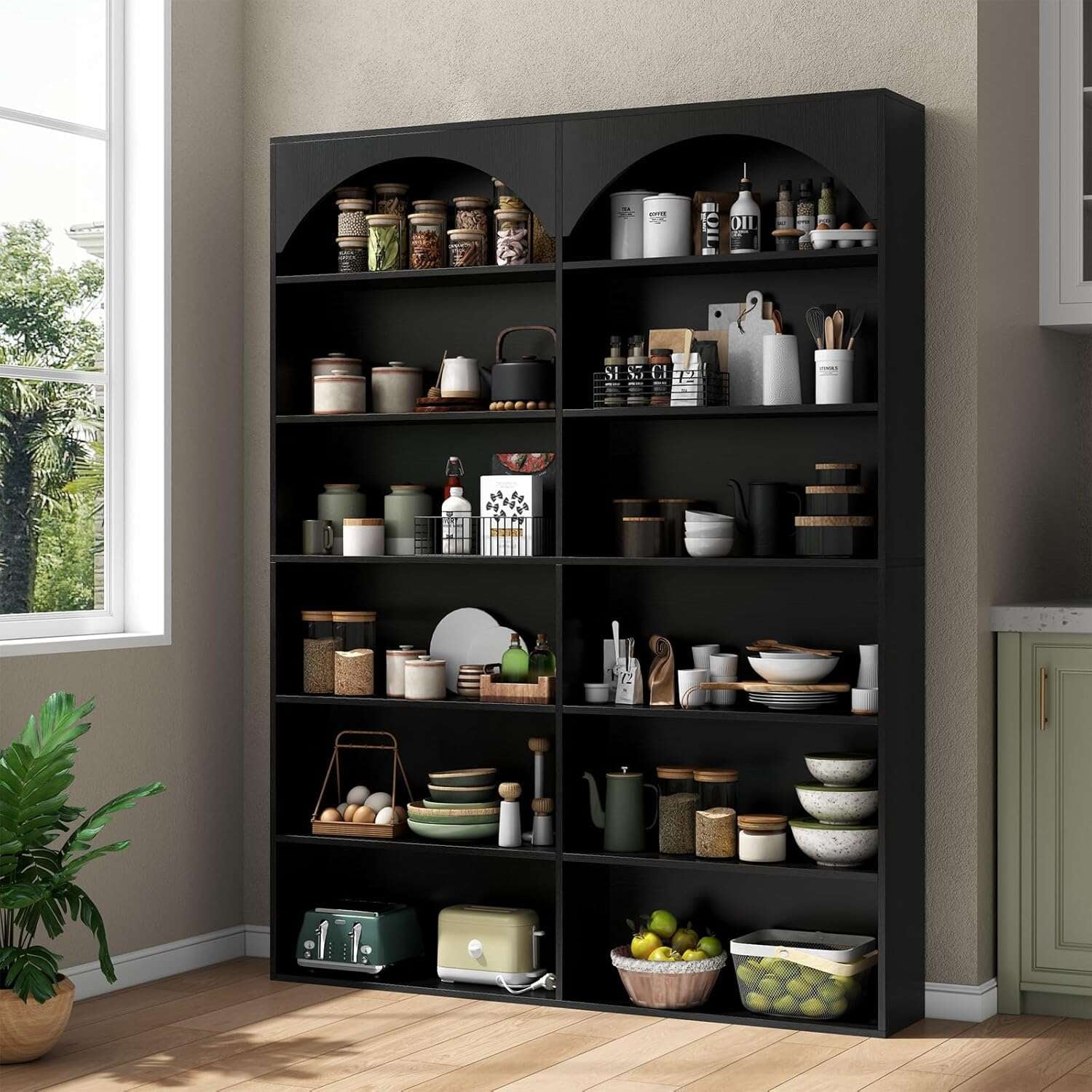 Loomie 70.8" Modern 7-Tier Statement Bookcase – Double-Wide Curved ...