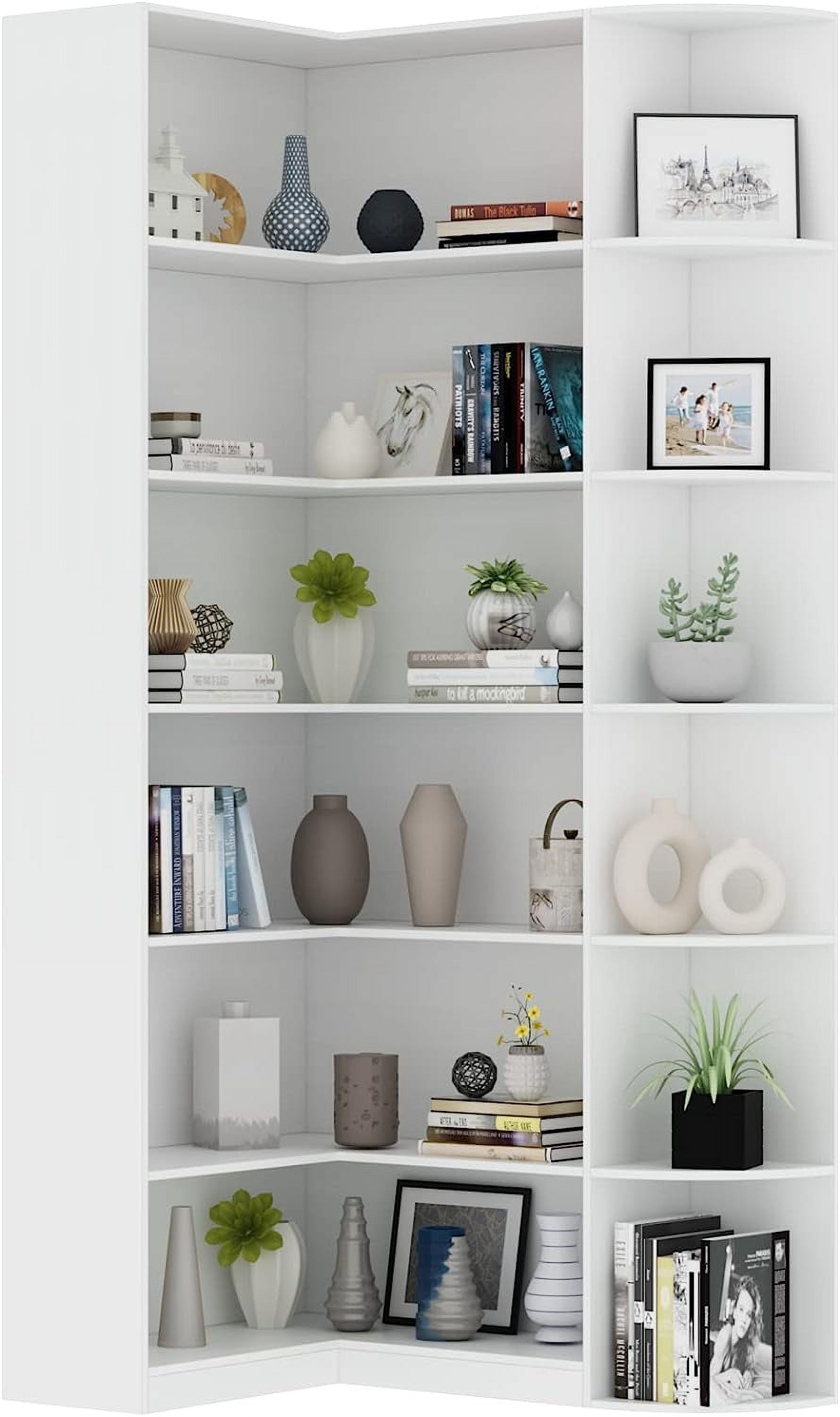 Loomie 8-Open Shelf Bookshelf, 70.87" H x 31.5" L Lux Etagere, Tempered ...
