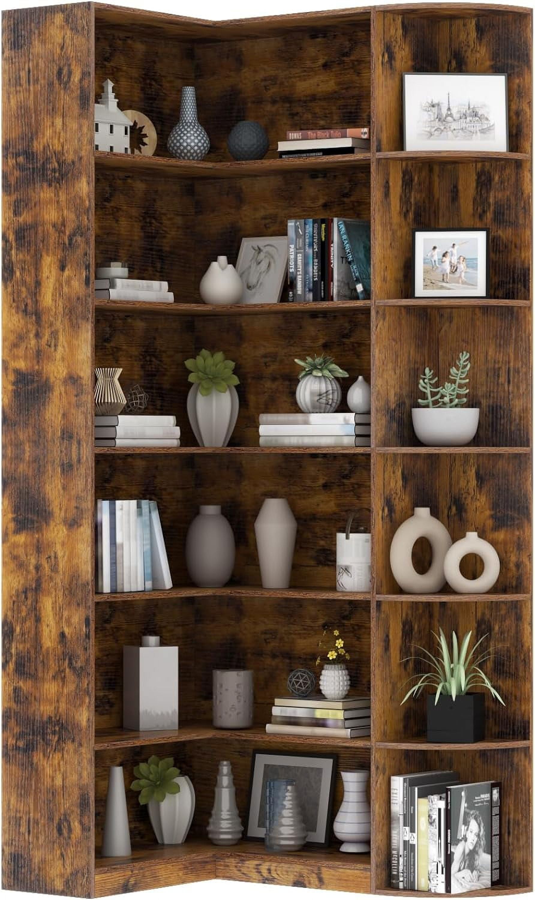 Loomie Bookshelves, 6 Tiers Shelf Large Tall Corner Etagere Bookcase ...