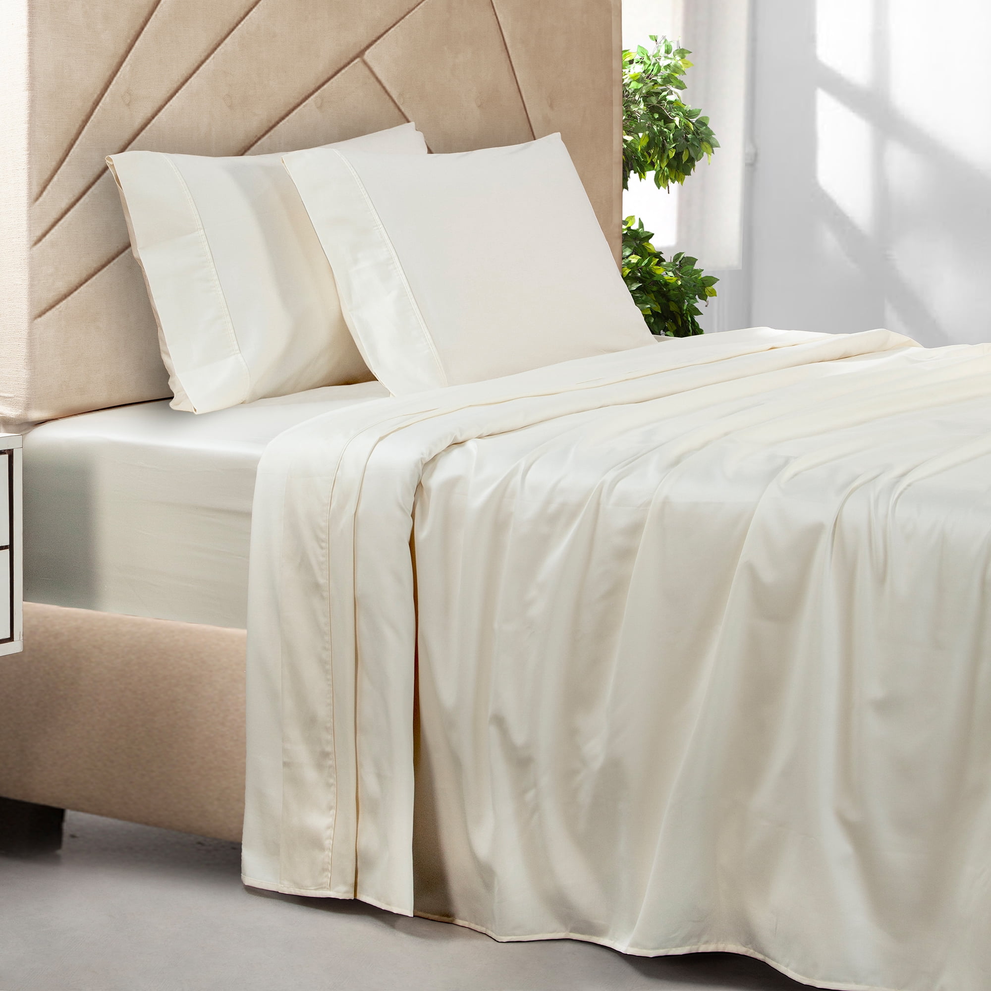 Loomsnest 4 Piece King Size Sheets Set, 400 TC Sateen Wrinkle Resistant ...