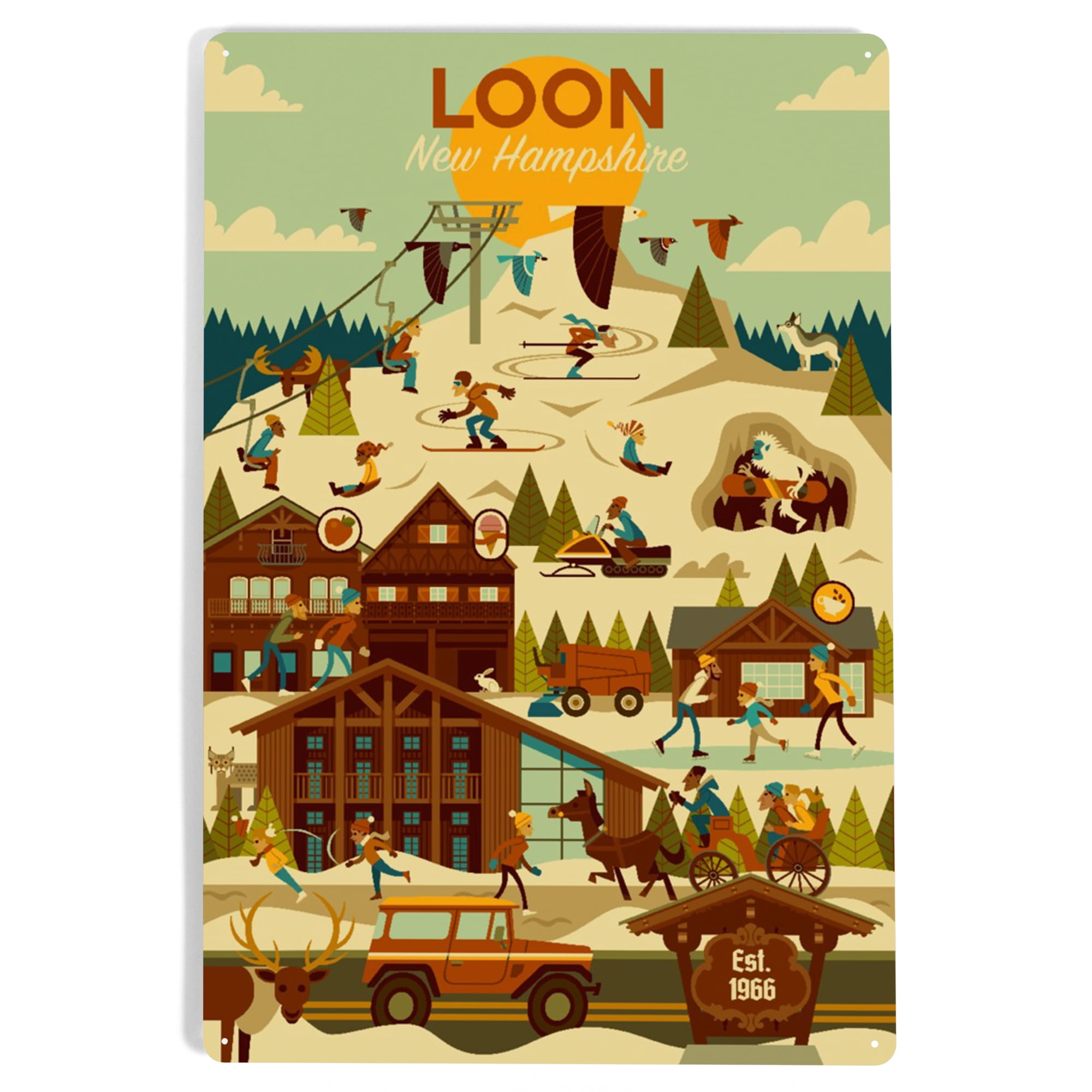 Loon, New Hampshire, Ski Resort, Geometric (12x18 Aluminum Art, Indoor ...