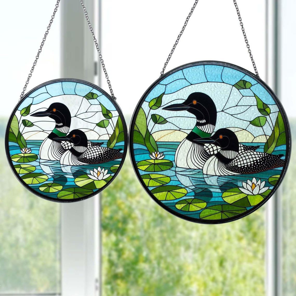 Loon bird couple GLASS Hanging, Bird Lover Decor, Bird Nerd, Home Decor ...