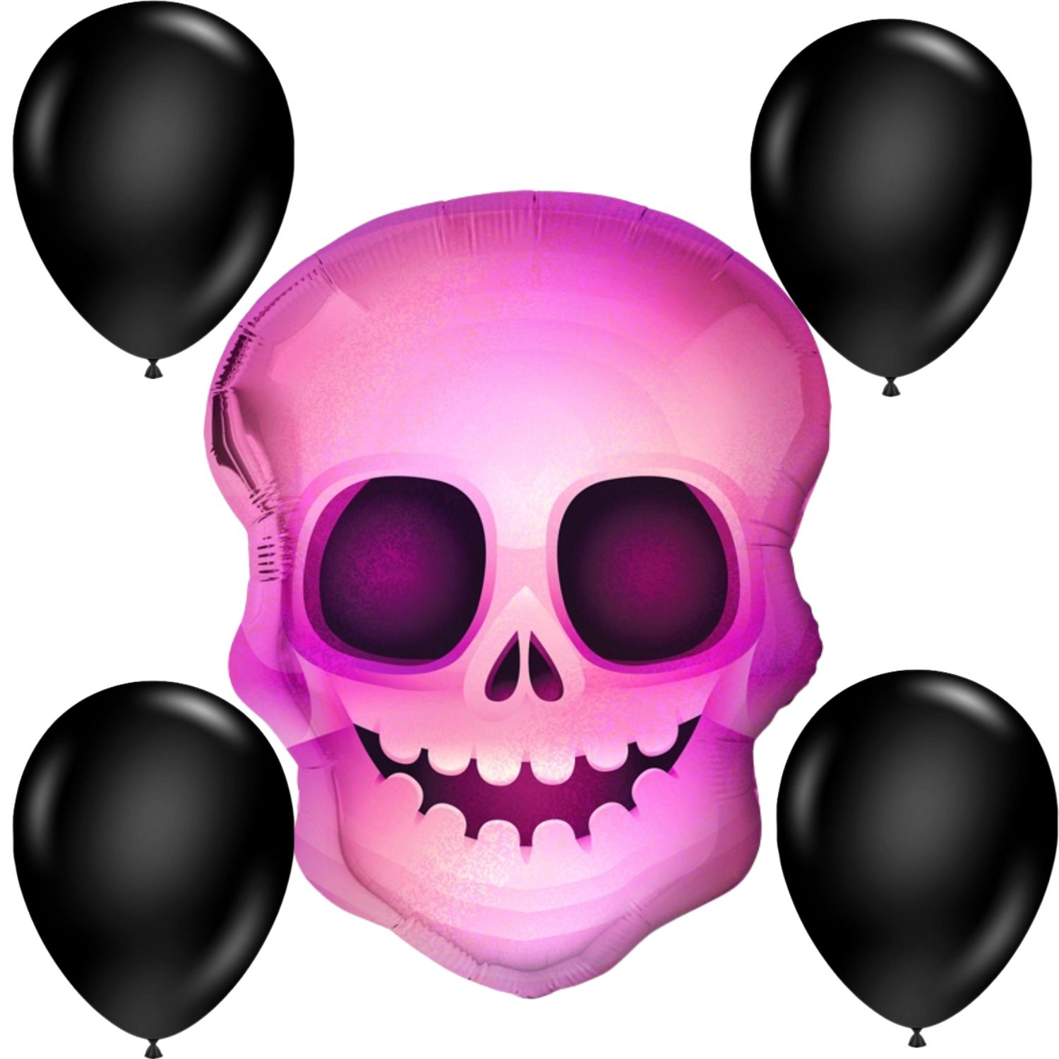 LoonBalloon 20" Halloween Glow Skull Holographic Balloon with 4 Latex ...