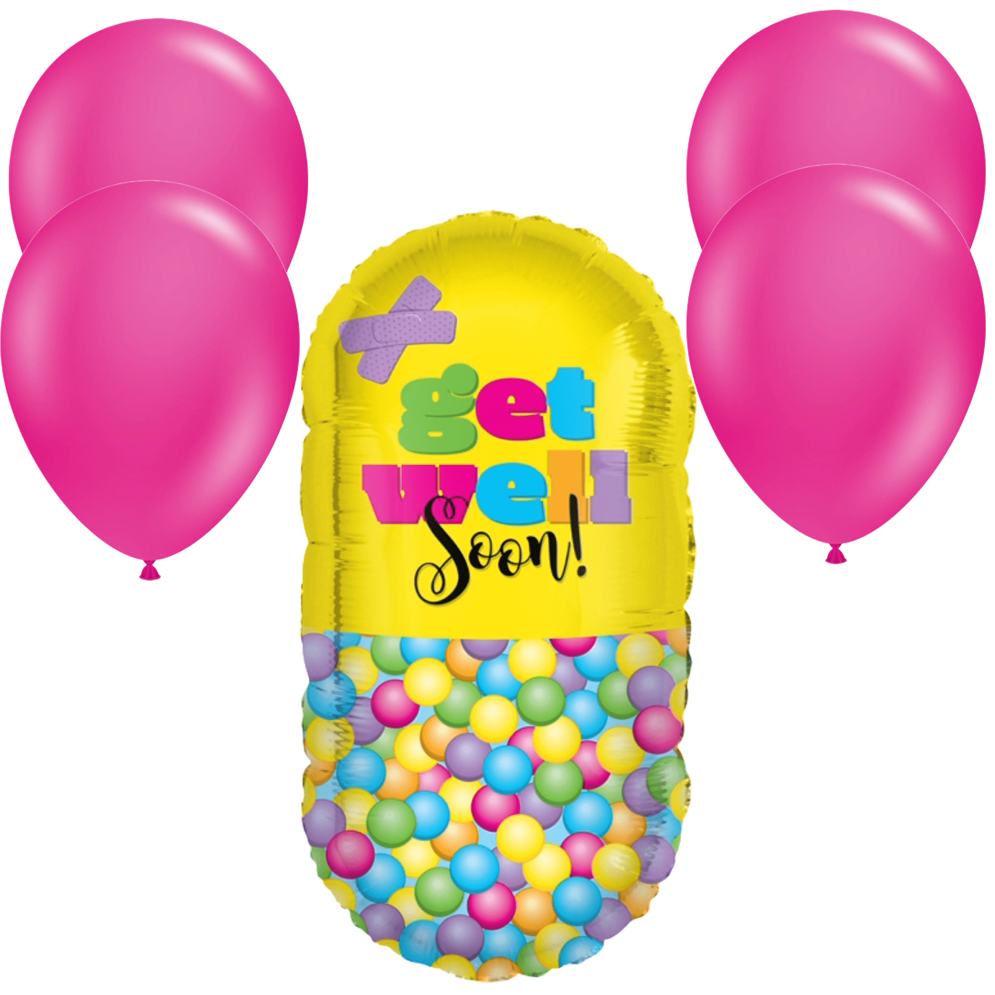 LoonBalloon 24 Inch Get Well Colorful Pill Balloon with 4 Latex ...