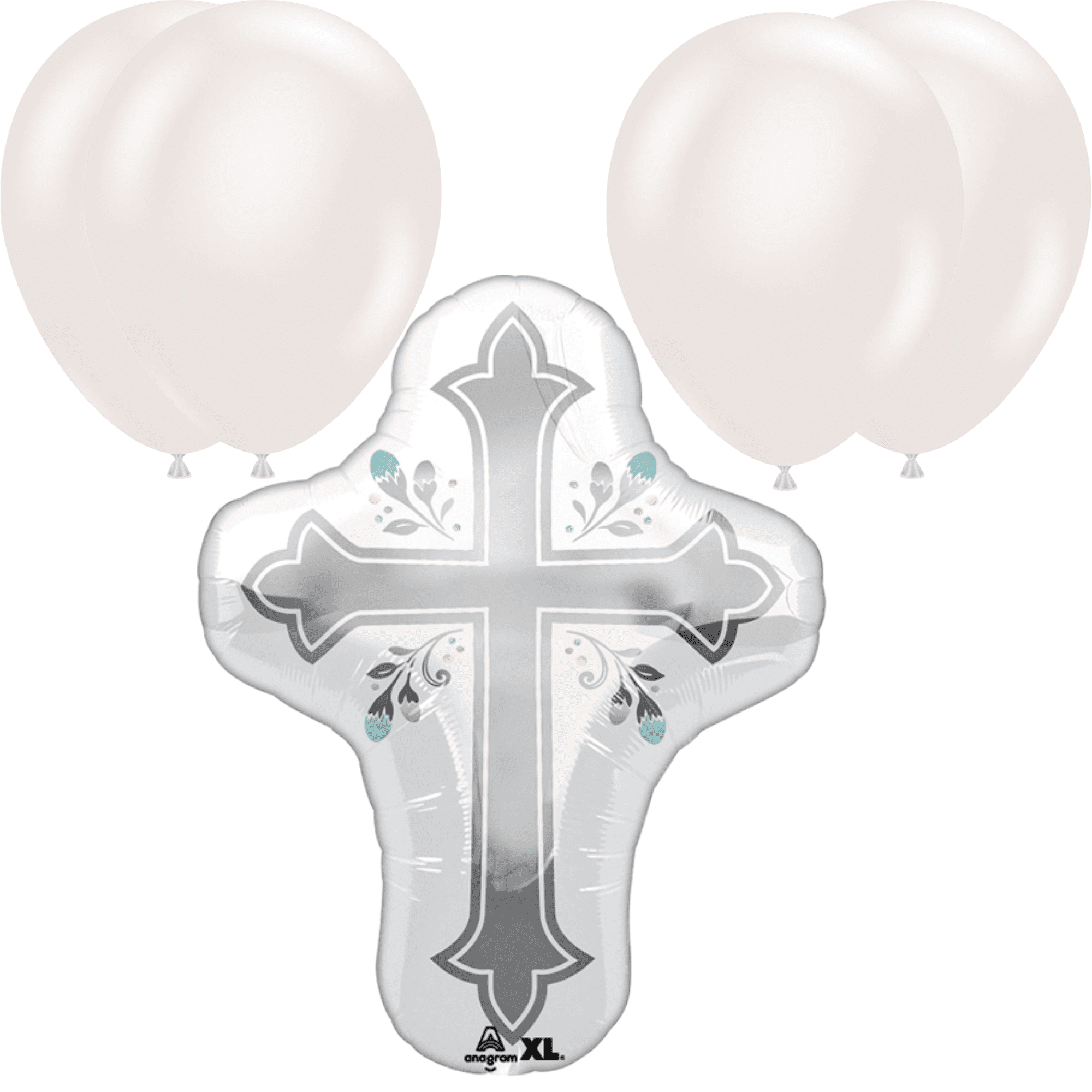 LoonBalloon 28 Inch Holy Day Cross Balloon with 4 Latex Balloons ...