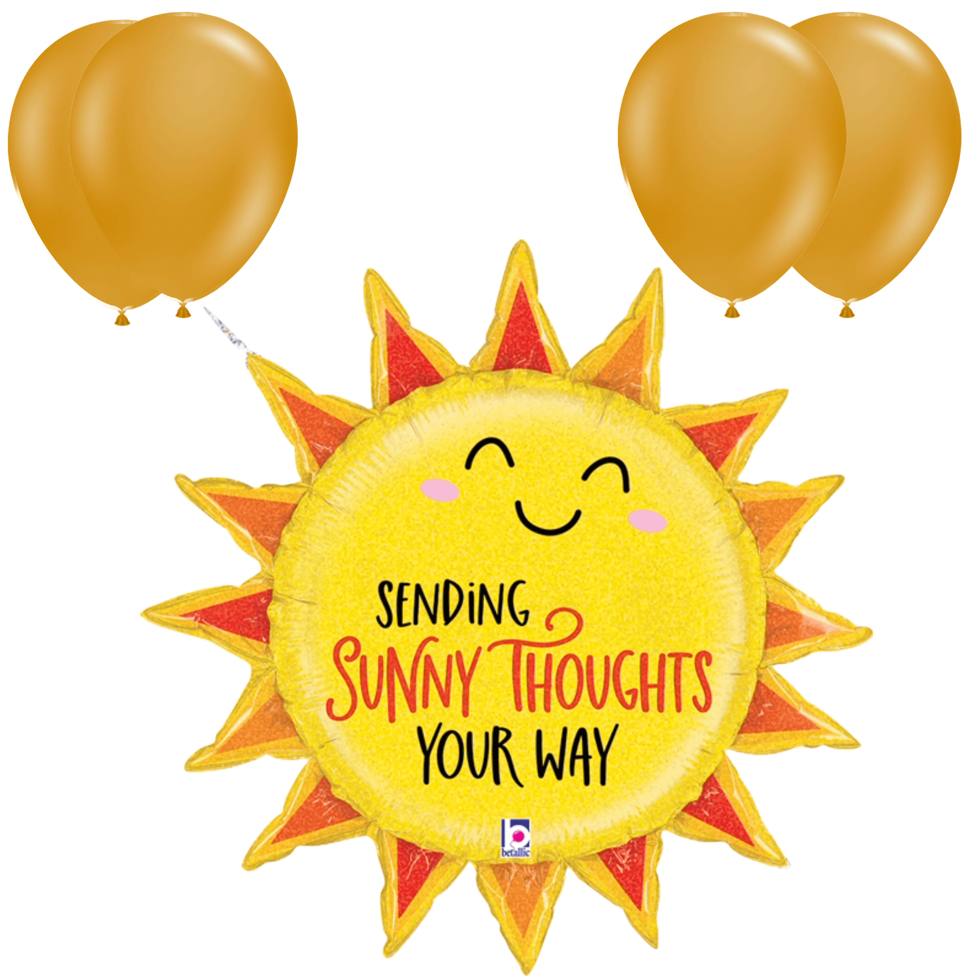 LoonBalloon 30 Inch Sunny Thoughts Sun Balloon with 4 Latex Balloons ...