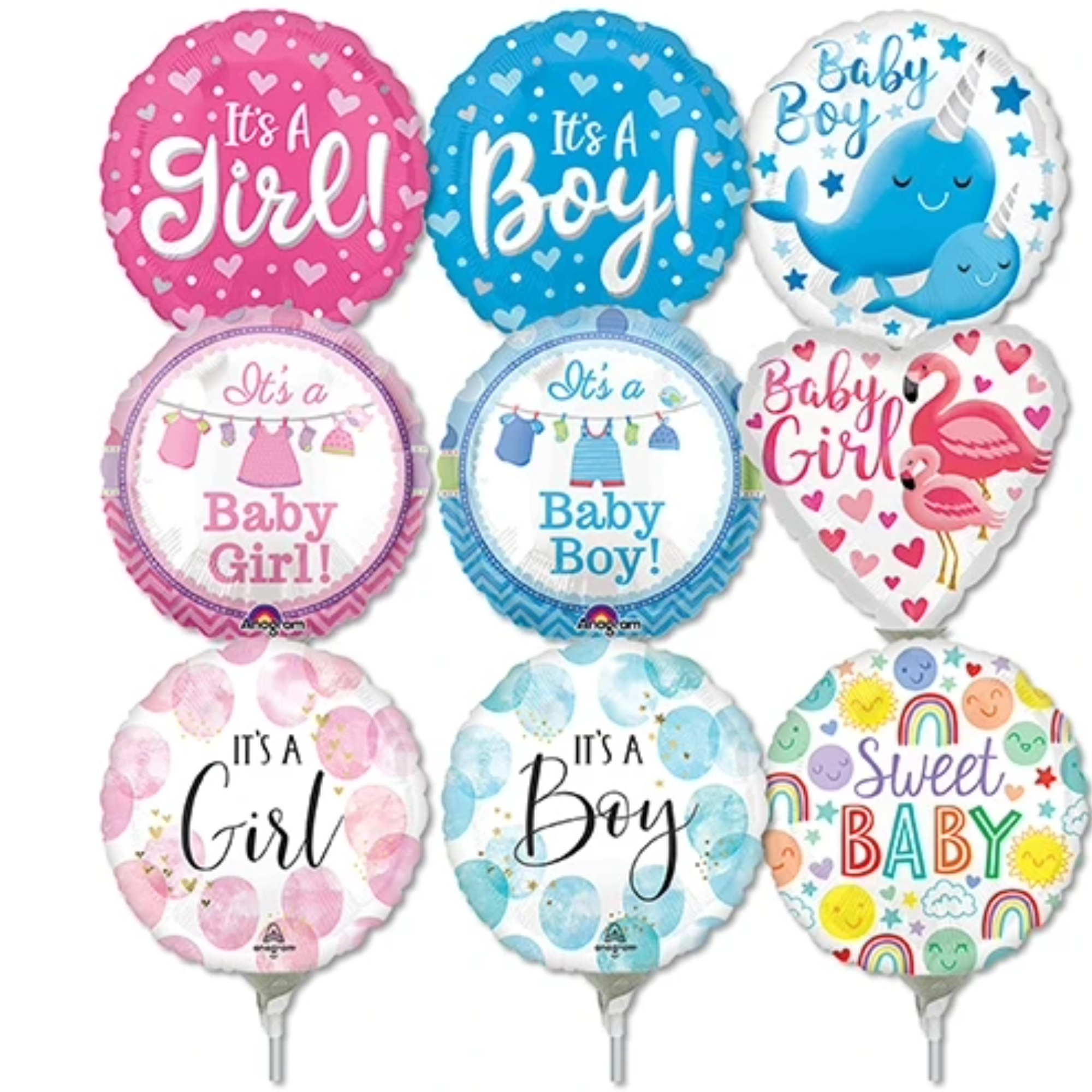 LoonBalloon 4 Inch Baby Stick Value Pack Balloons (30 Pack) - Pre ...