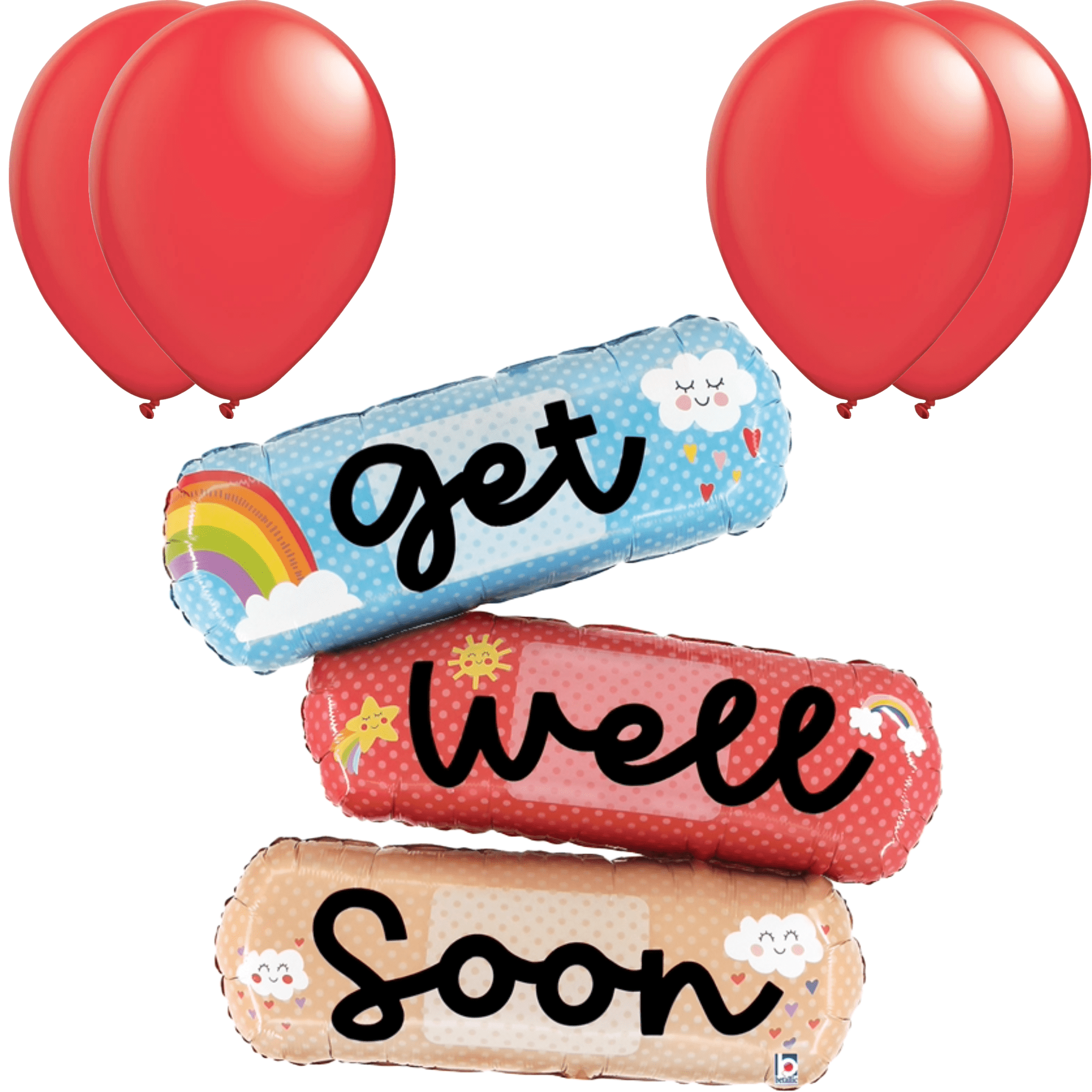 LoonBalloon 47 Inch Cheerful Get Well Band-Aids Balloon with 4 Latex ...