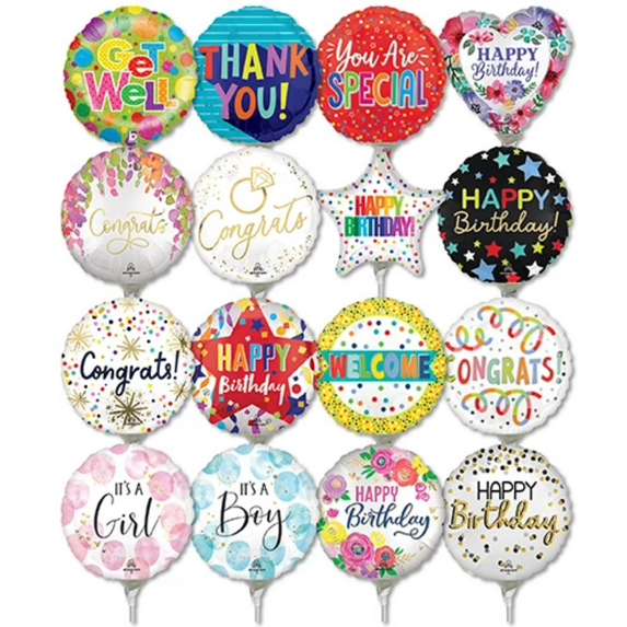 LoonBalloon 9 Inch Assorted Message Stick Value Pack Balloons (30 Pack ...