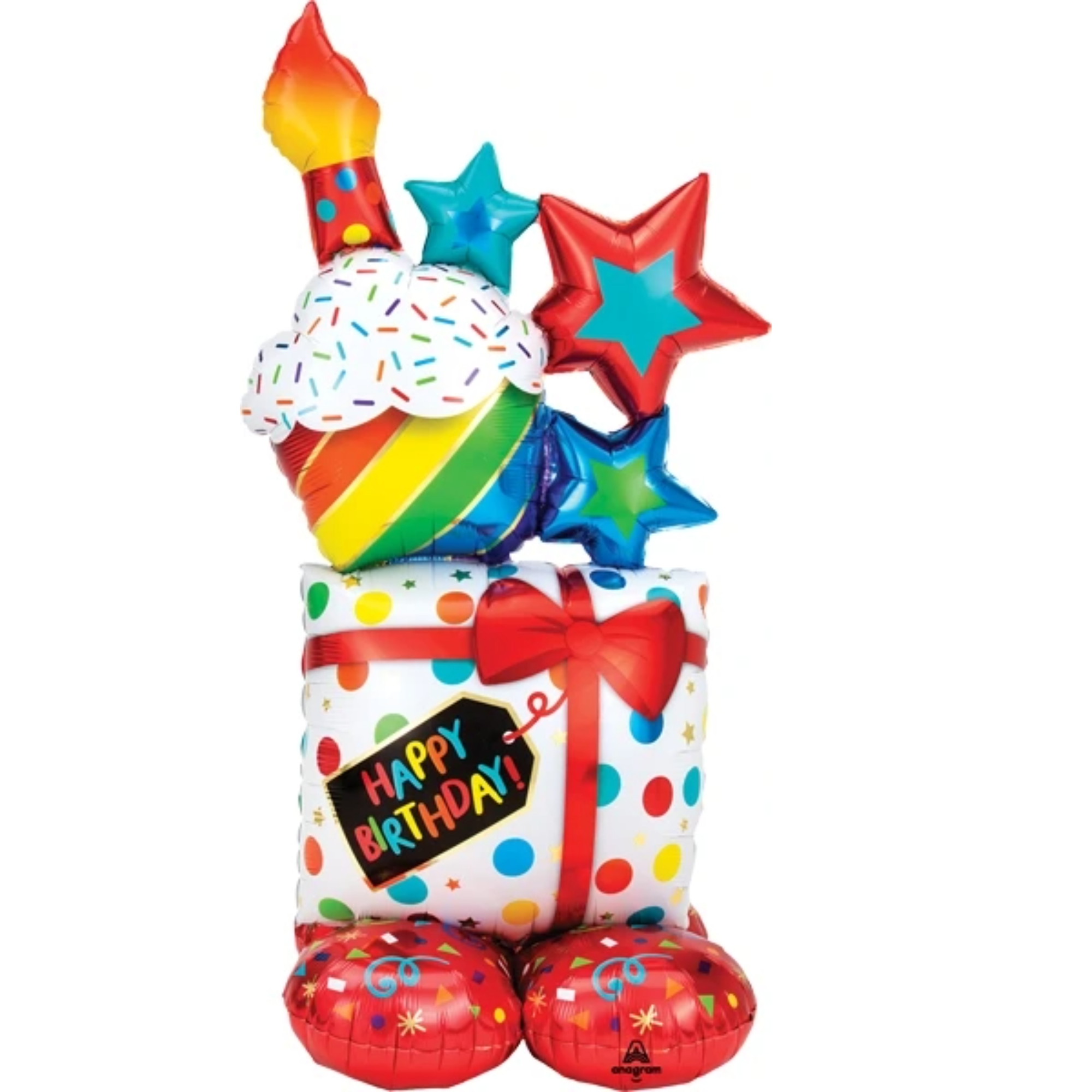 LoonBalloon Giant 55 Inch Birthday Stacked Gift Balloon - Air ...