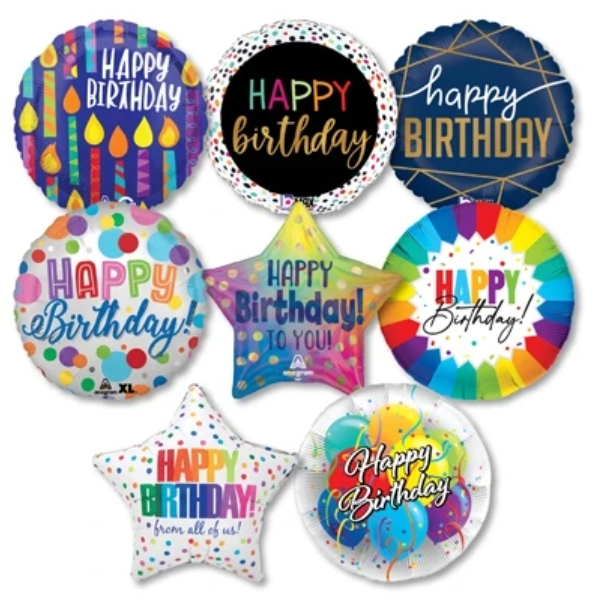 LoonBalloon Standard Birthday Theme Foil Balloon Super Value Pack (25 ...
