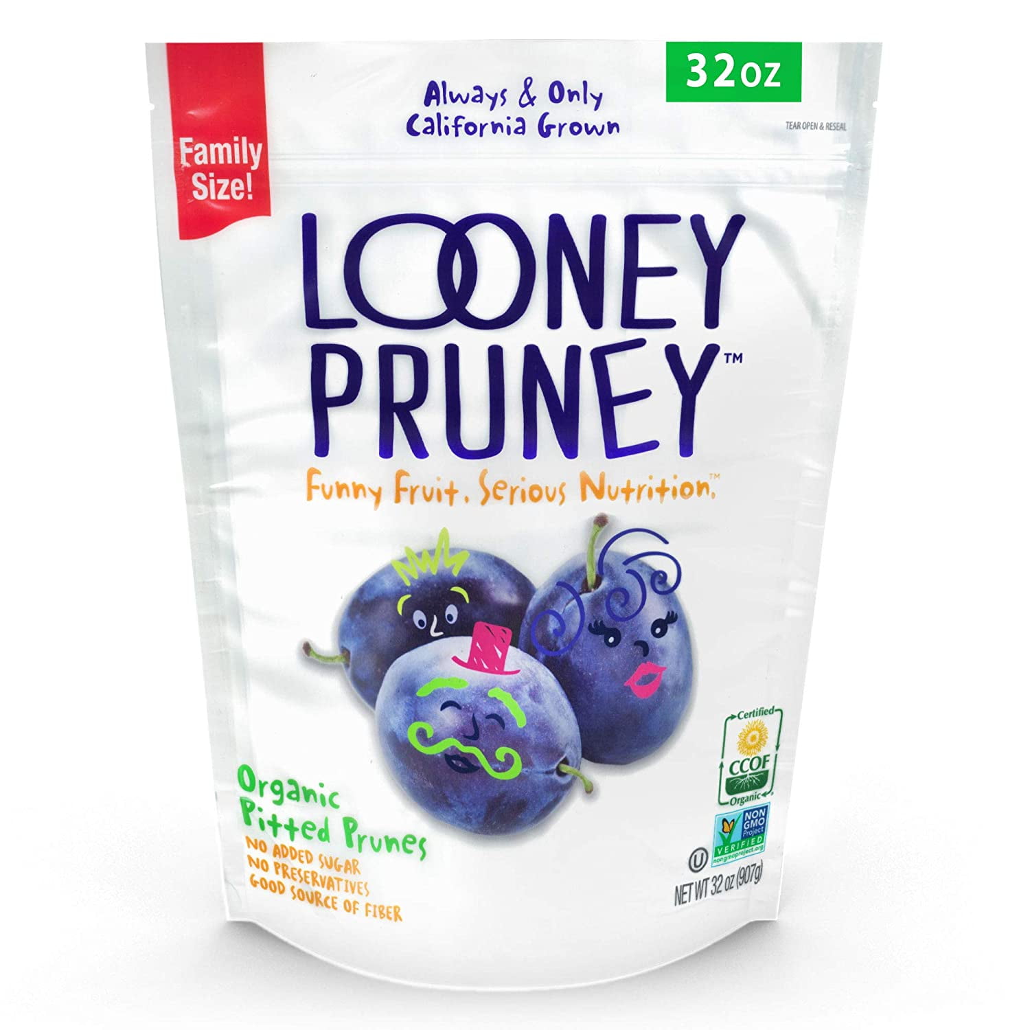 Looney Pruney Pitted Dried Prunes, 32oz Bag, Kosher, No Added Sugar or ...