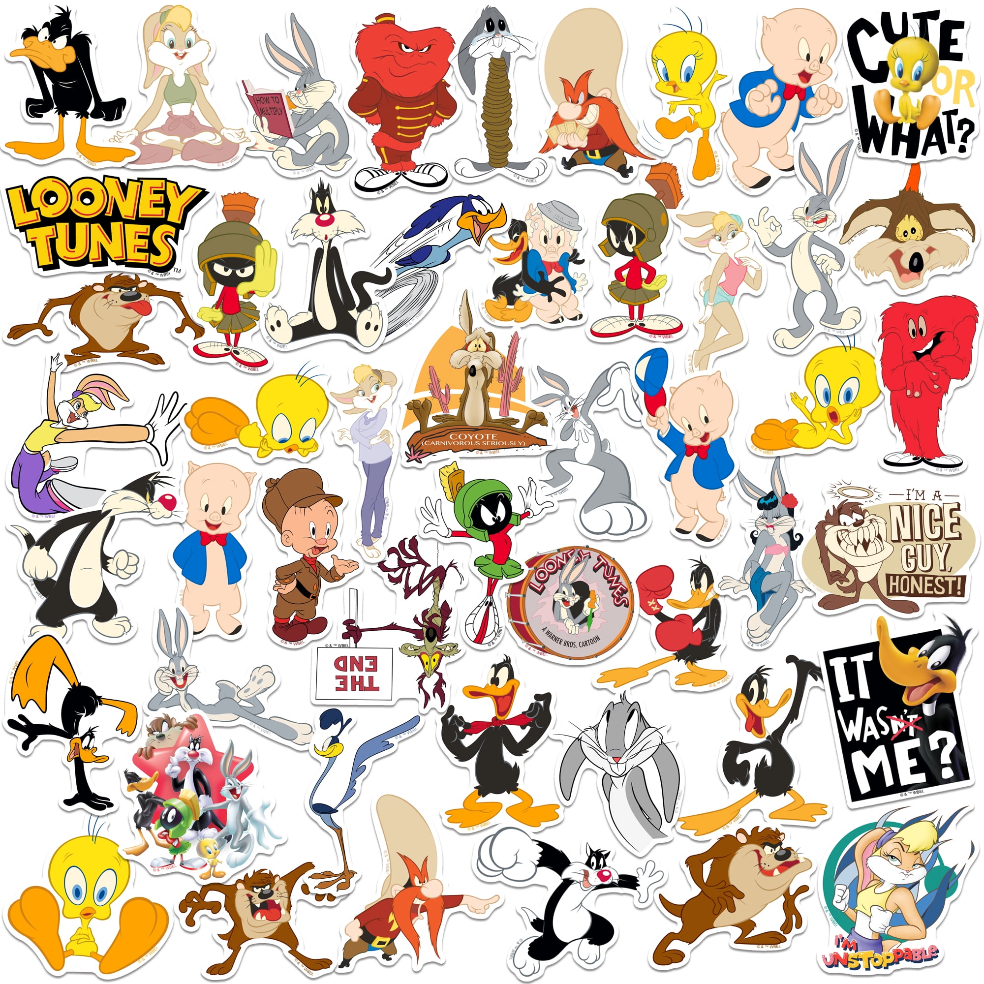 Looney Tunes 50ct Vinyl Large Deluxe Stickers Variety Pack - Laptop ...