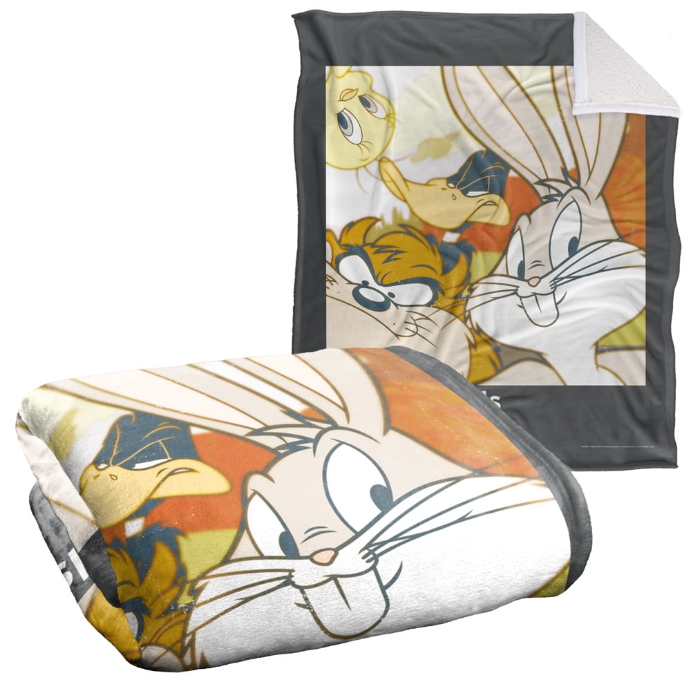 Looney Tunes Blanket, 50"x60", Squad Goals Sherpa Back Super Soft Throw ...