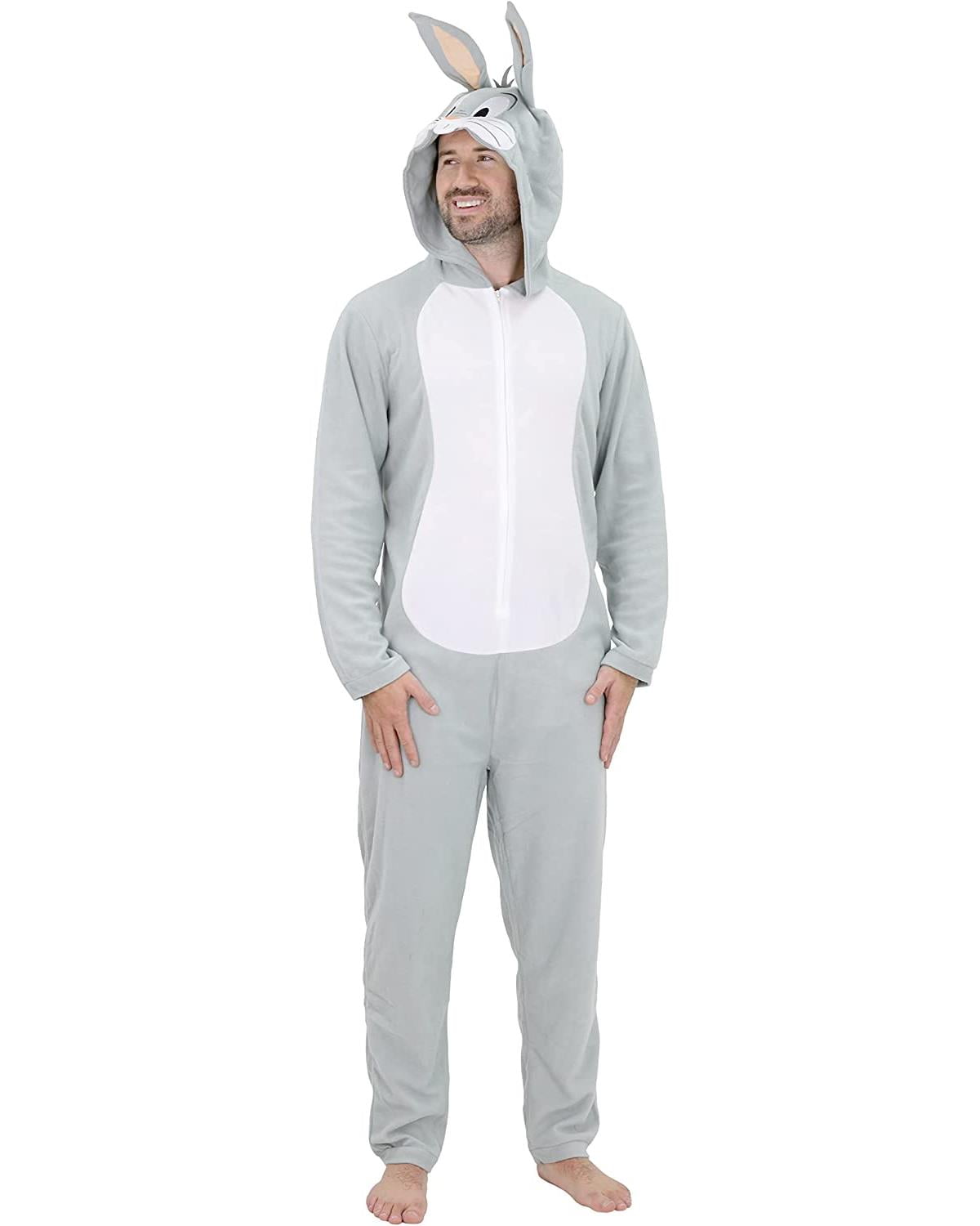 Looney Tunes Bugs Bunny Adult Onesie Pajama Costume, Gray, Size: XS ...