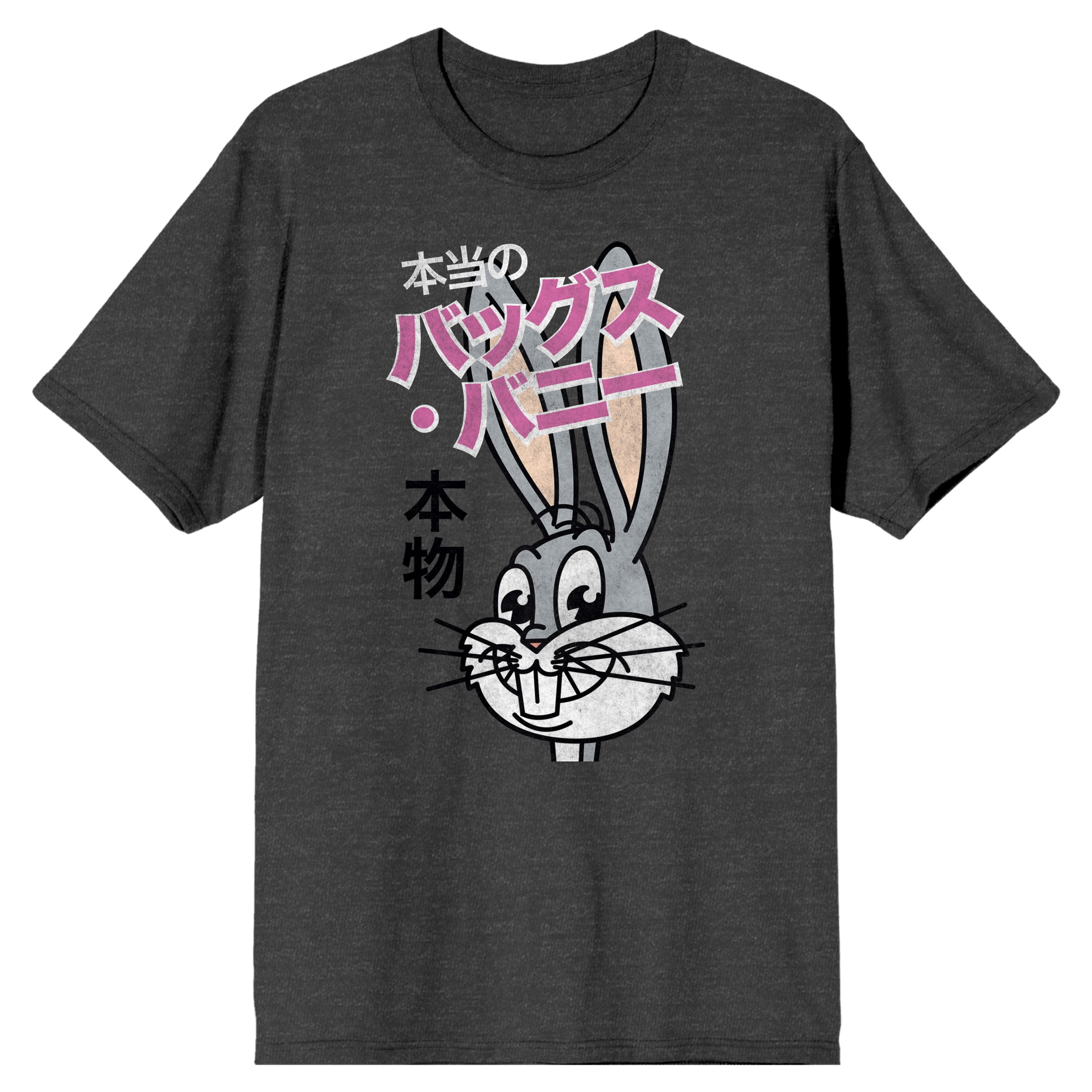Looney Tunes Bugs Bunny And Kanji Letters Men's Charcoal Heather T ...