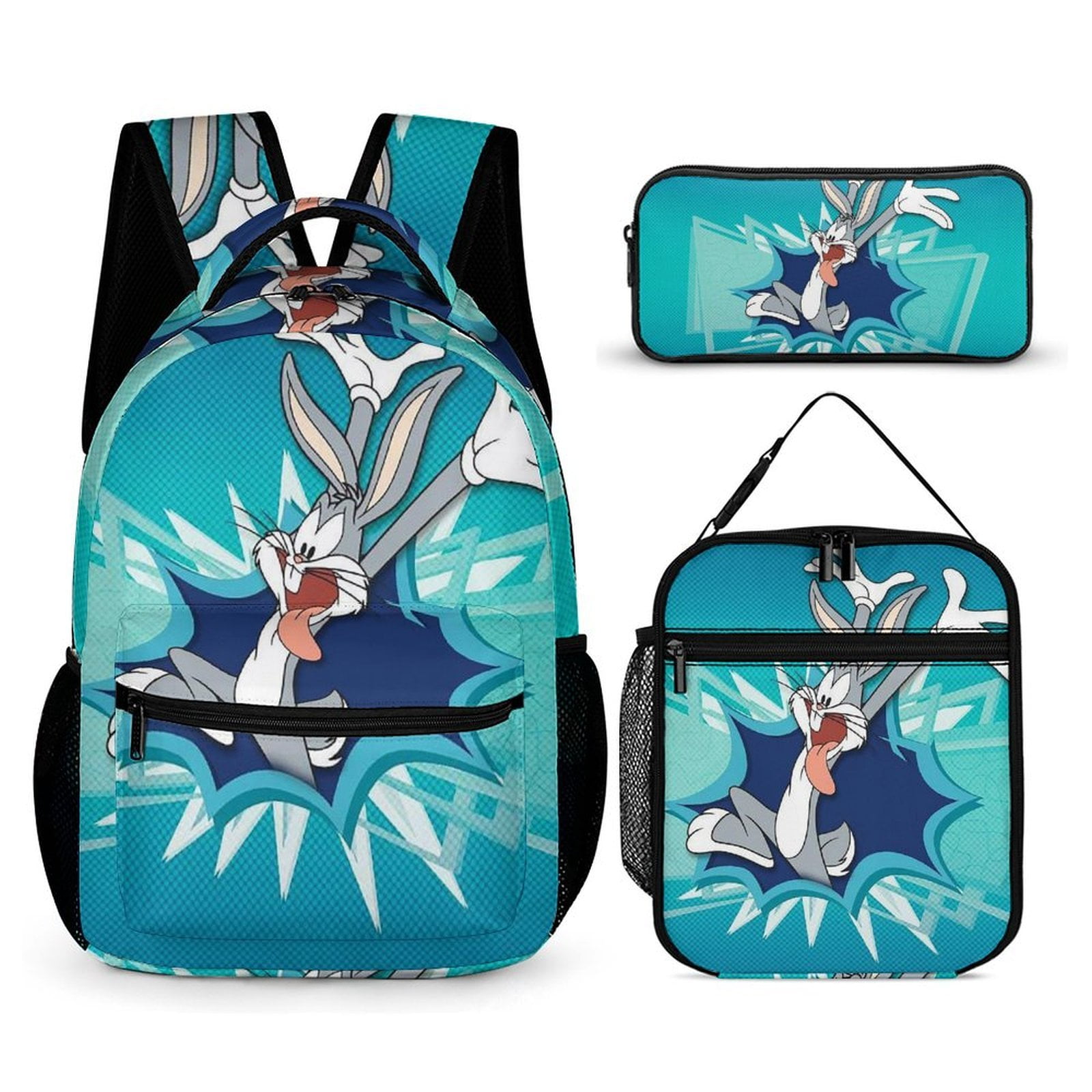 Looney Tunes Bugs Bunny Backpacks 3 Piece Set Bookbag with Lunch Bag ...