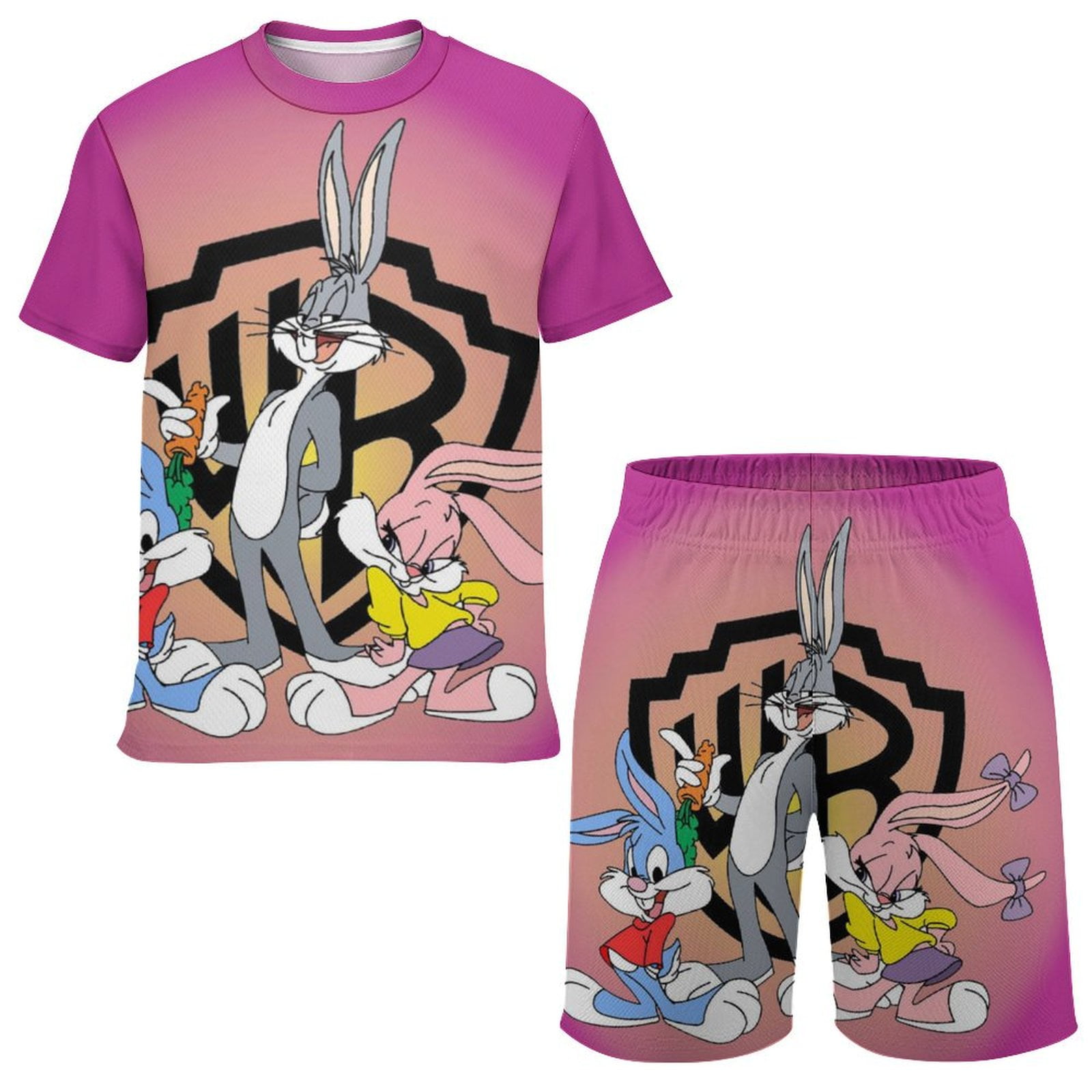 Looney Tunes Bugs Bunny Boys Girls Short Sleeve Mesh T-Shirt And Shorts ...