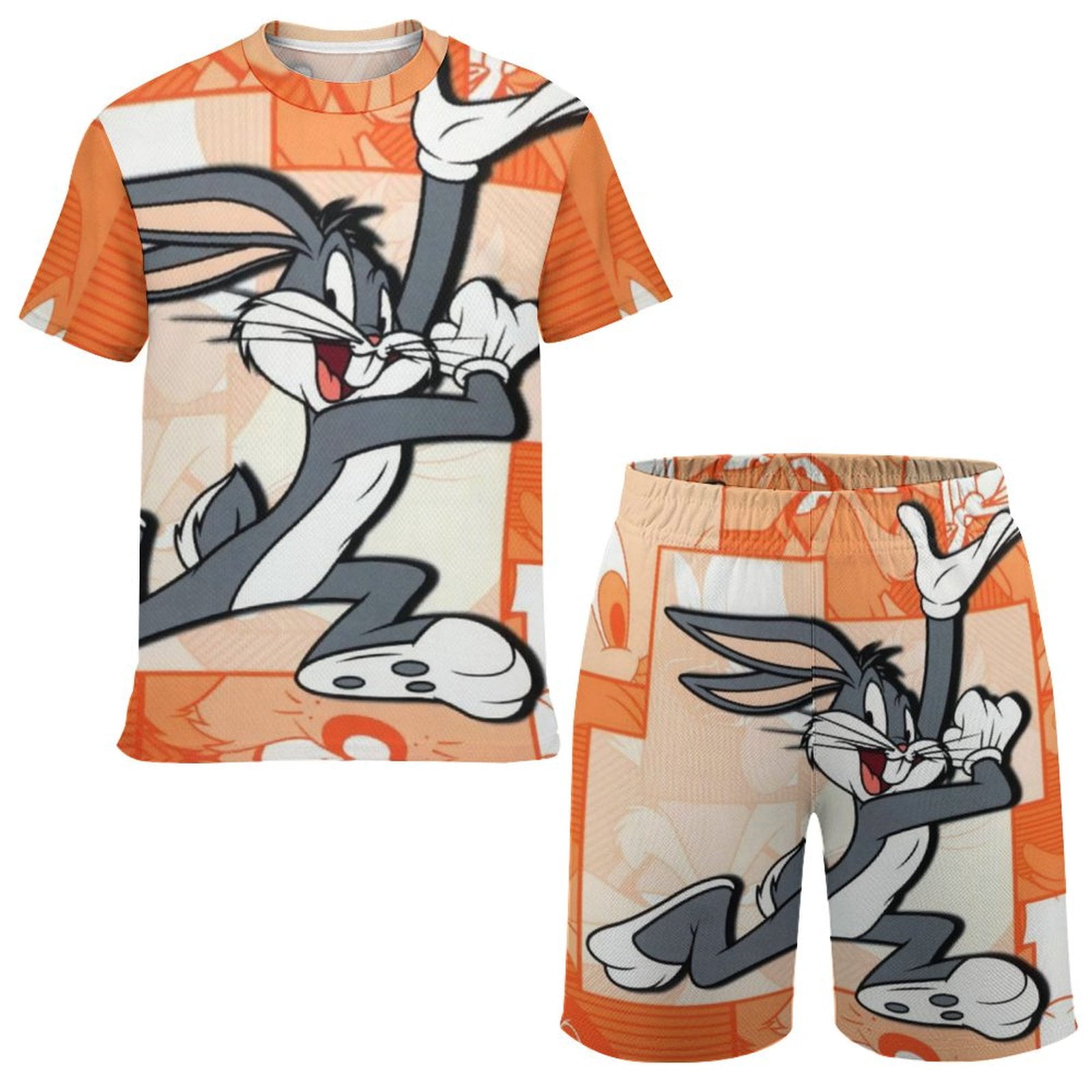 Looney Tunes Bugs Bunny Boys Girls Short Sleeve Mesh T-Shirt And Shorts ...