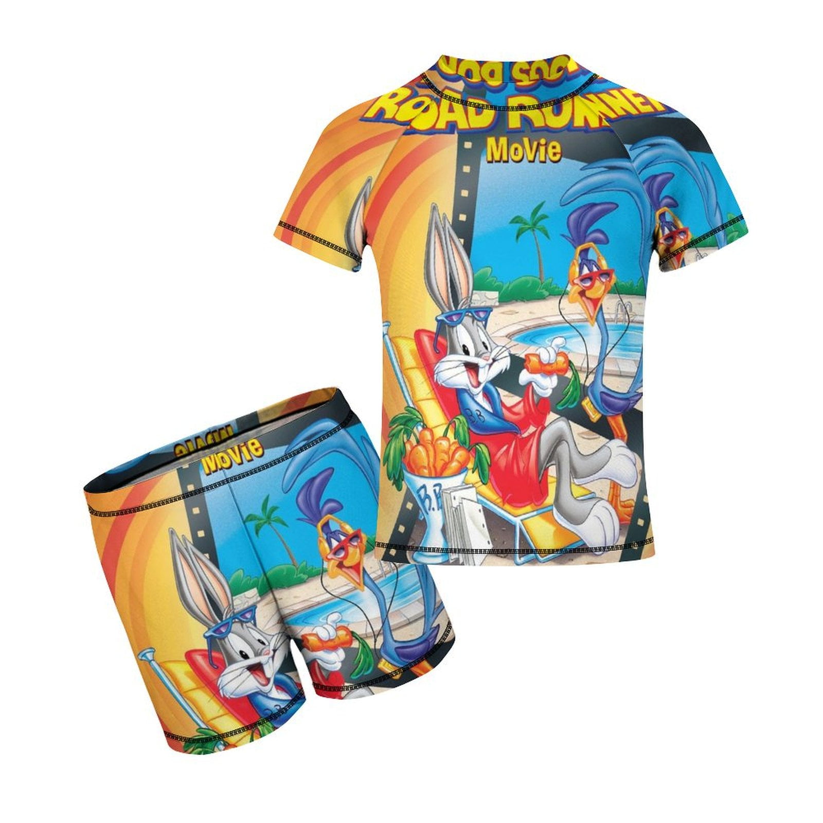 Looney Tunes Bugs Bunny Boys Rash Guard Set 2 Piece Swimsuits Short ...