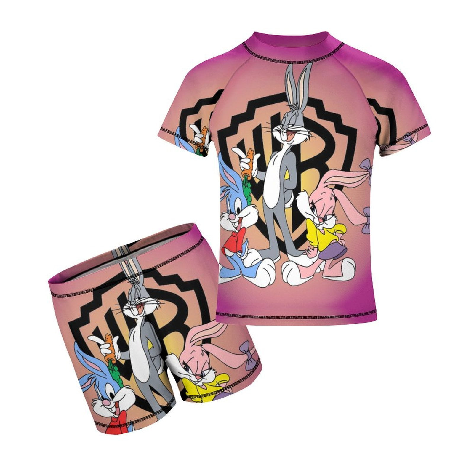 Looney Tunes Bugs Bunny Boys Rash Guard Set 2 Piece Swimsuits Short ...