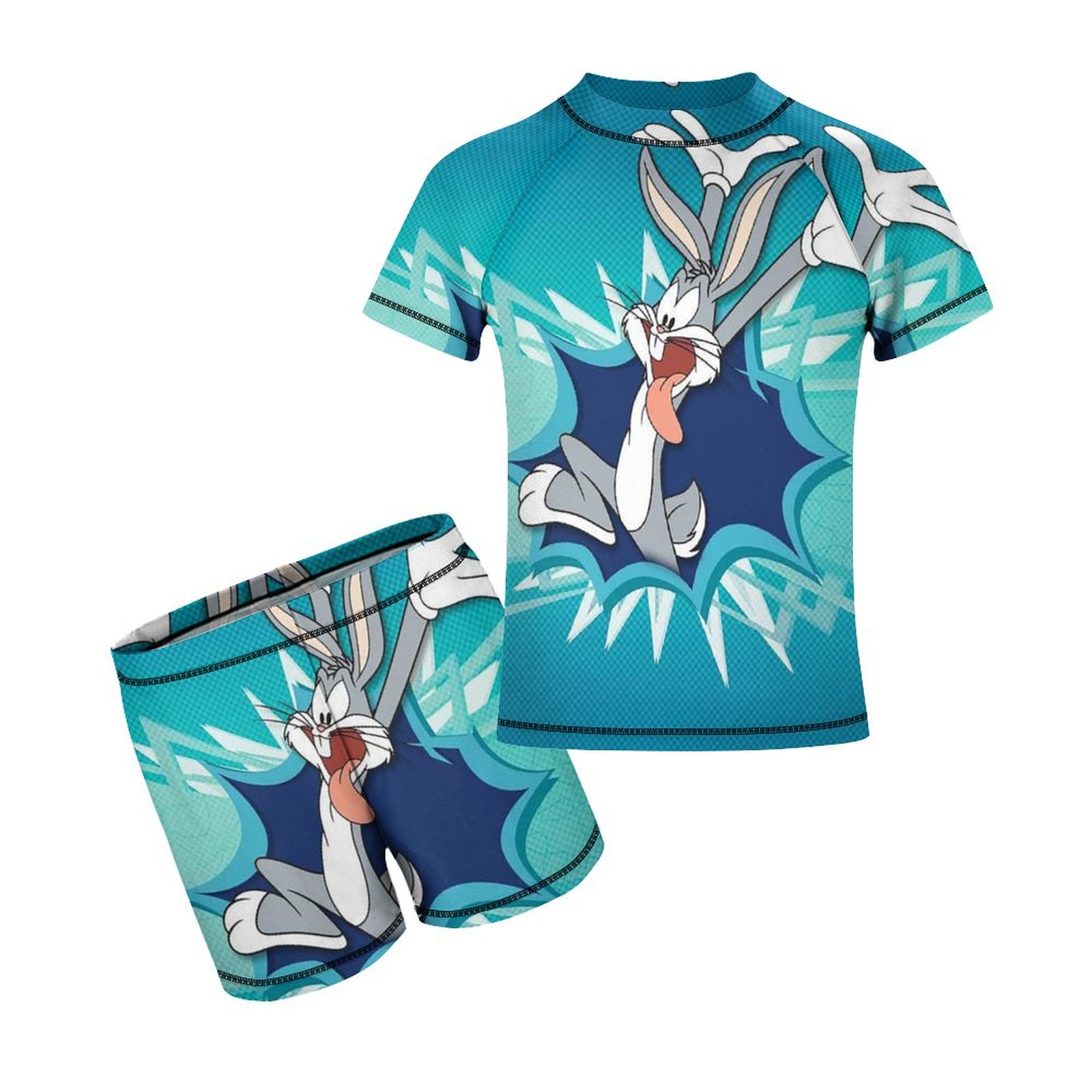Looney Tunes Bugs Bunny Boys Two Piece Rash Guard Swimsuits Kids Short ...