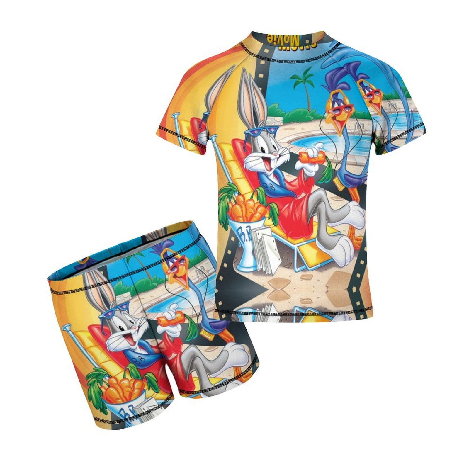 Looney Tunes Bugs Bunny Boys Two Piece Rash Guard Swimsuits Kids Short ...