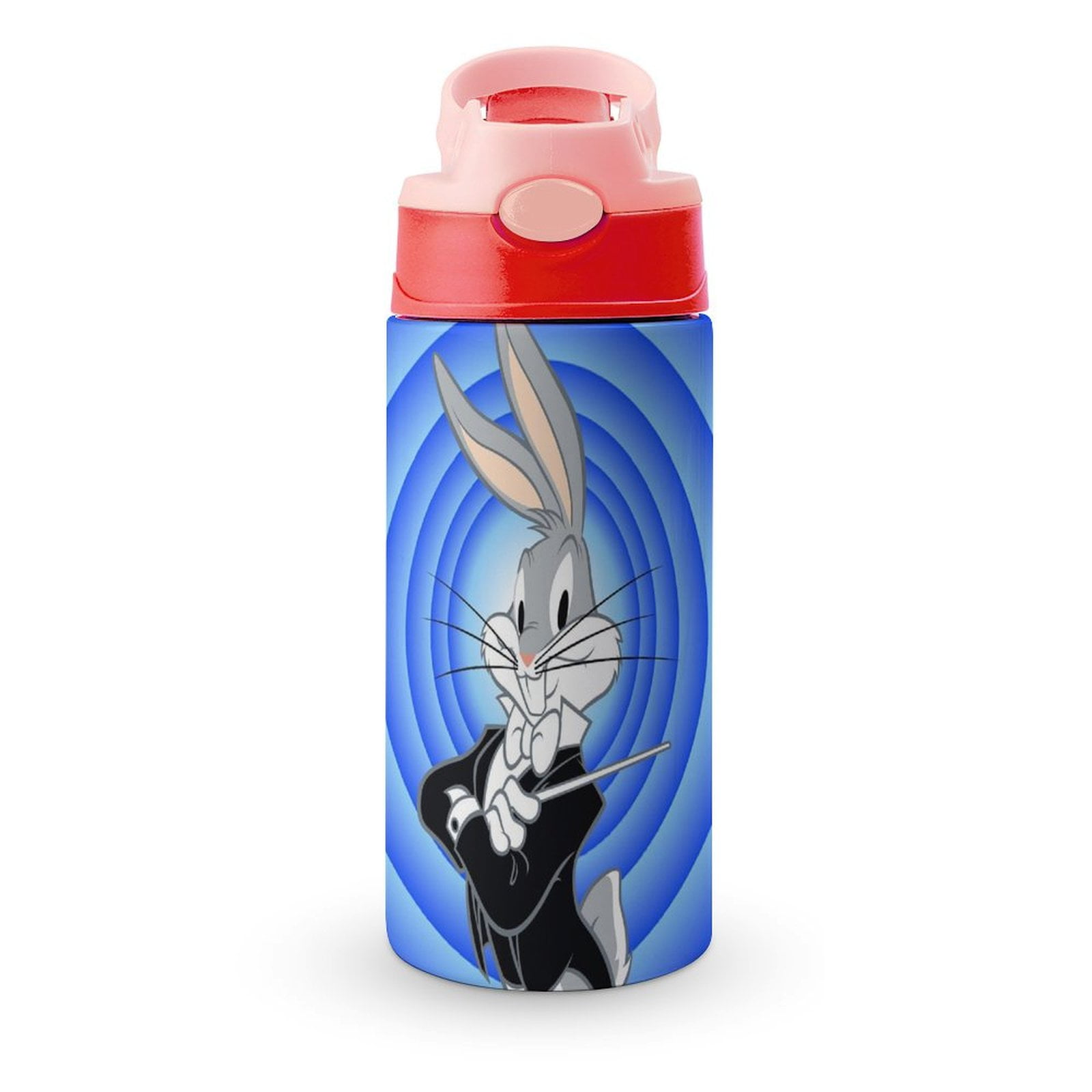 Looney Tunes Bugs Bunny Kids Water Bottle with Silicone Straw And Spill-Proof Lid, Stainless ...