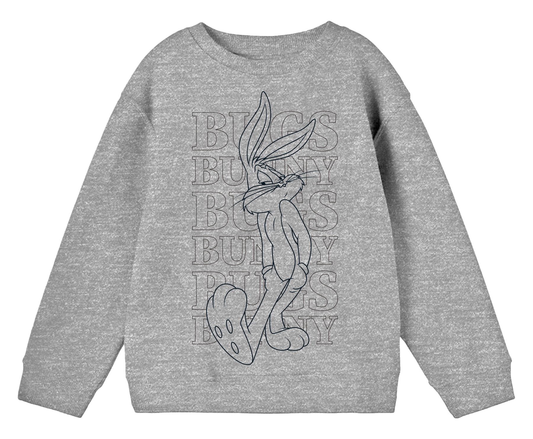 Looney Tunes Bugs Bunny Line Art Boy's Athletic Heather Long Sleeve ...
