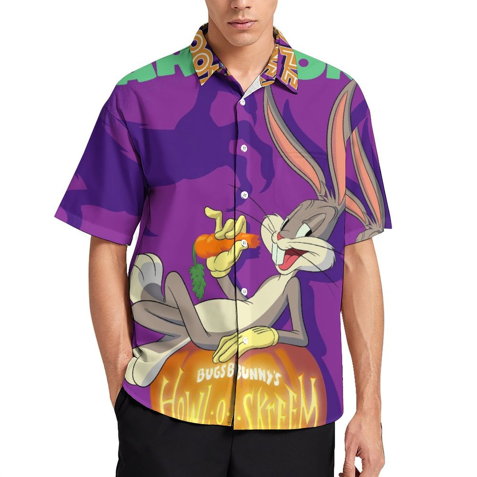 Looney Tunes Bugs Bunny Men's Hawaiian Shirts Short Sleeve Button Down ...